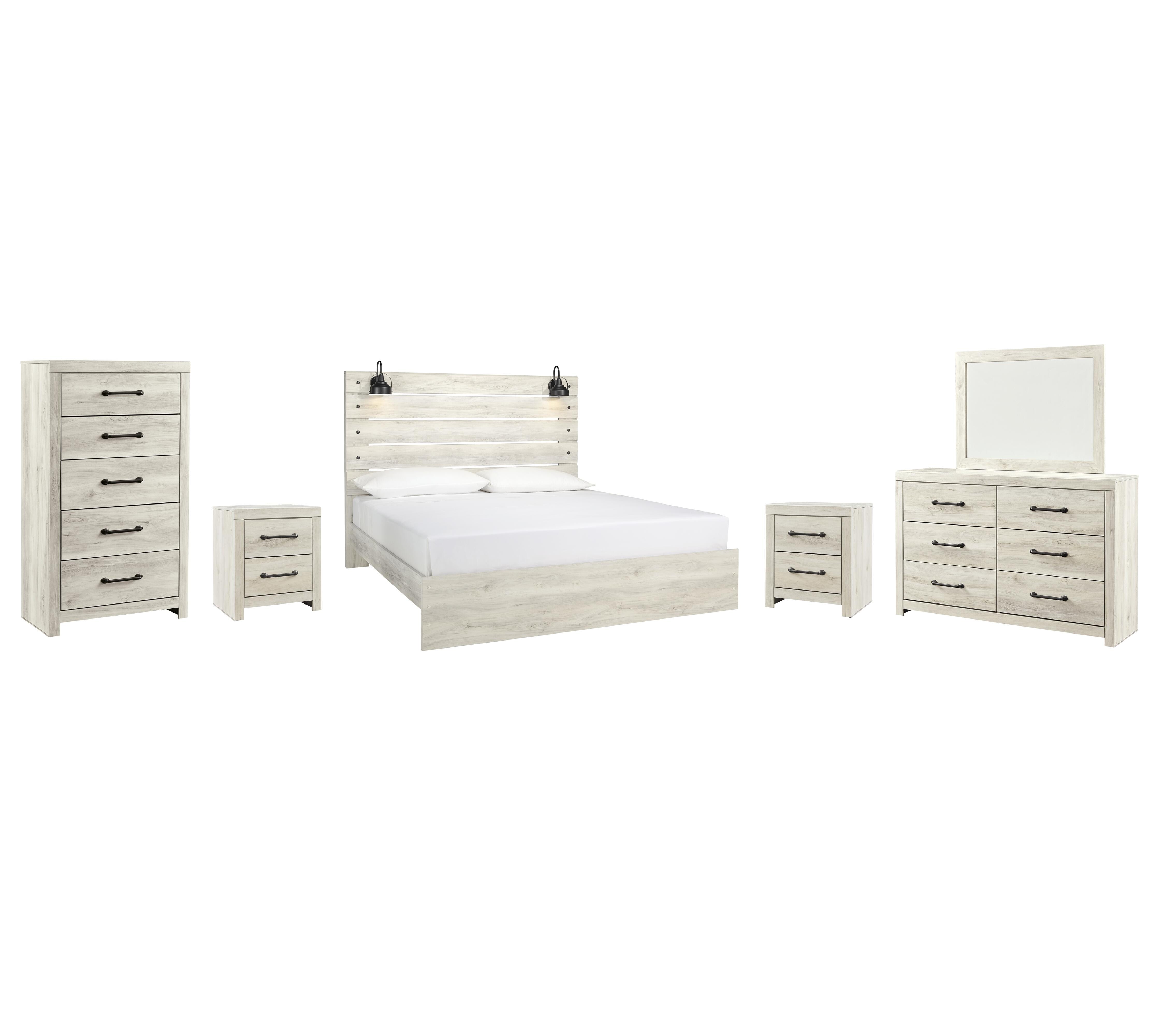 Click here for Cambeck King Panel Bed with Mirrored Dresser  Ches... prices