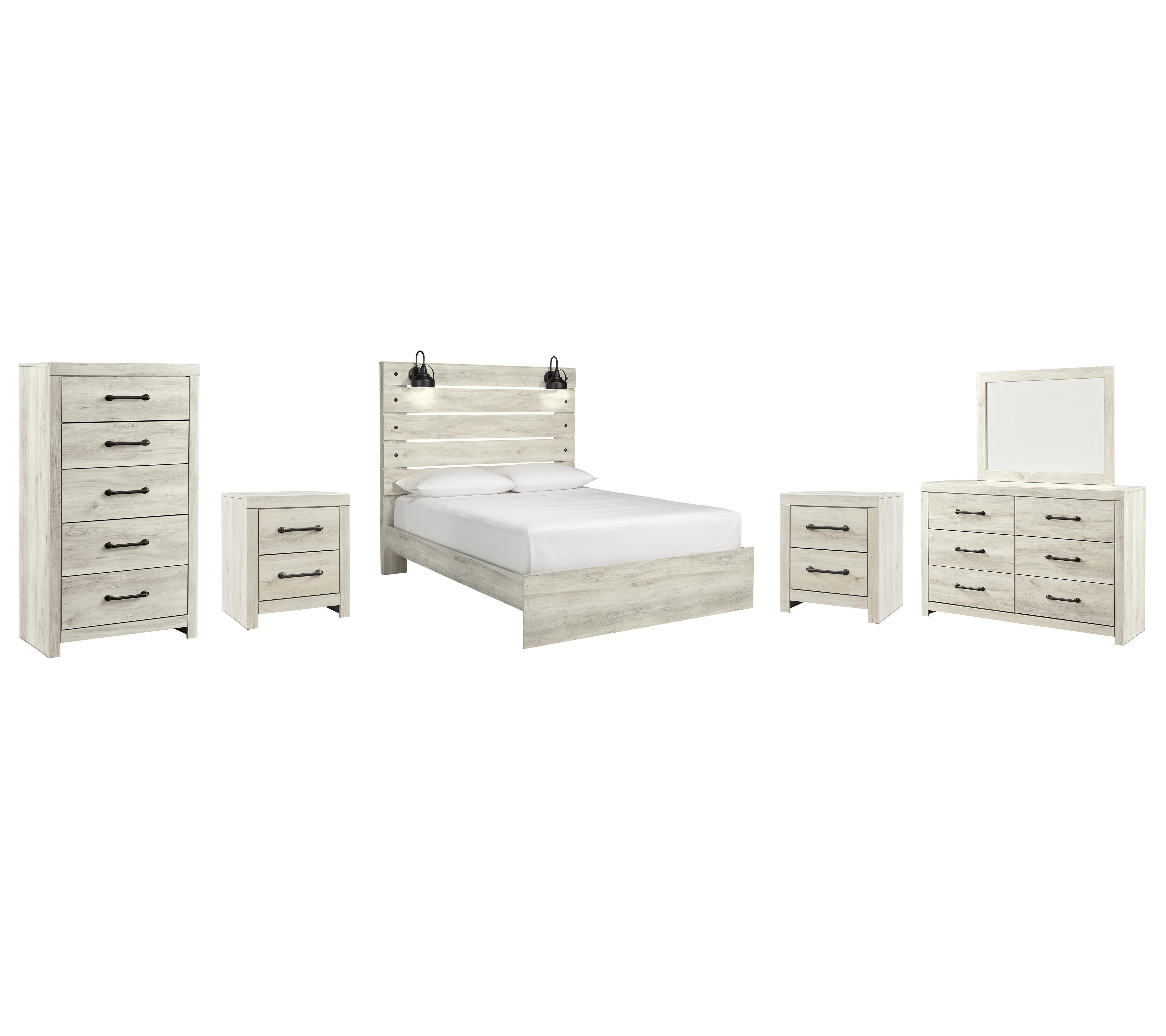 Click here for Cambeck Queen Panel Bed with Mirrored Dresser  Che... prices