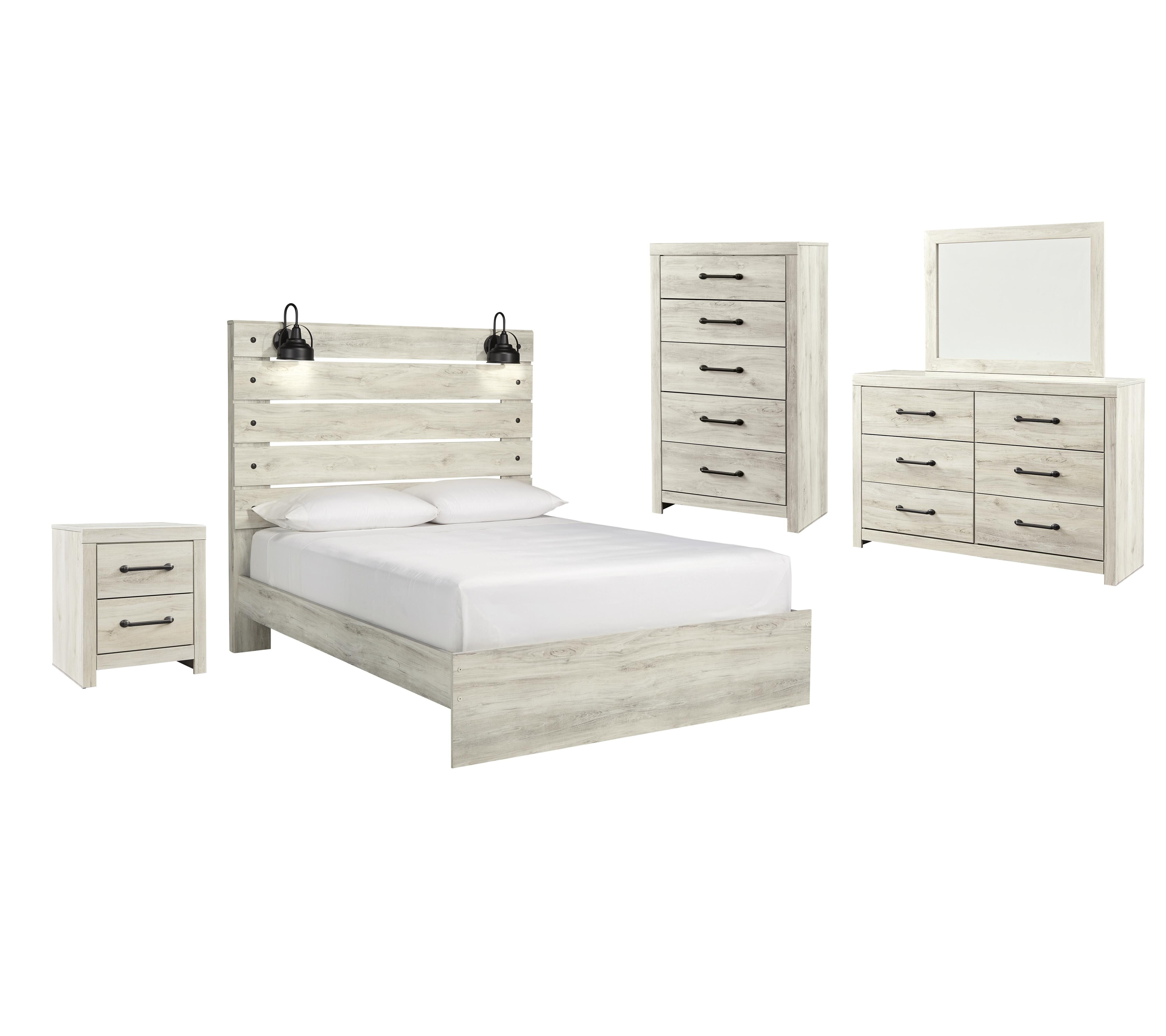 Click here for Cambeck Queen Panel Bed with Mirrored Dresser  Che... prices