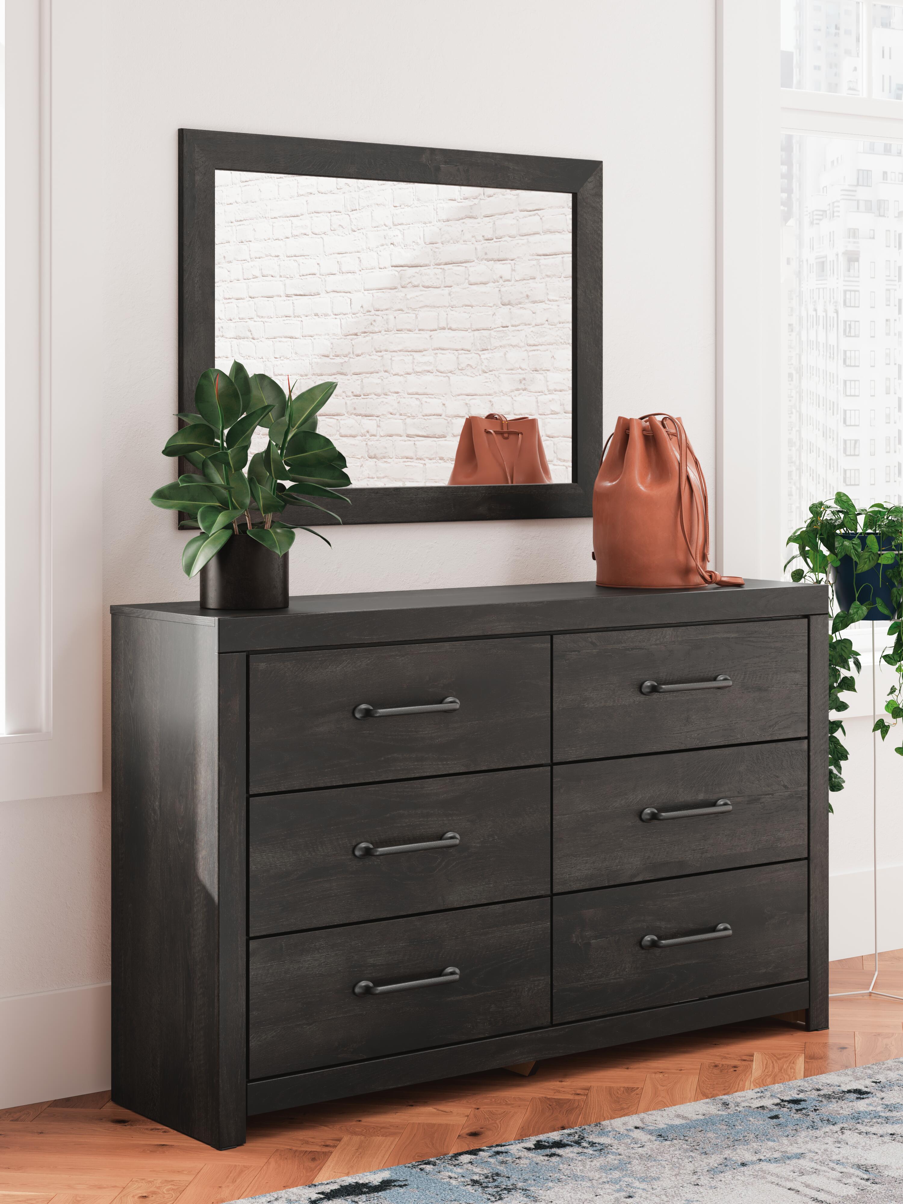 Click here for Delmorta 6 Drawer Dresser and Mirror  Dark Gray prices