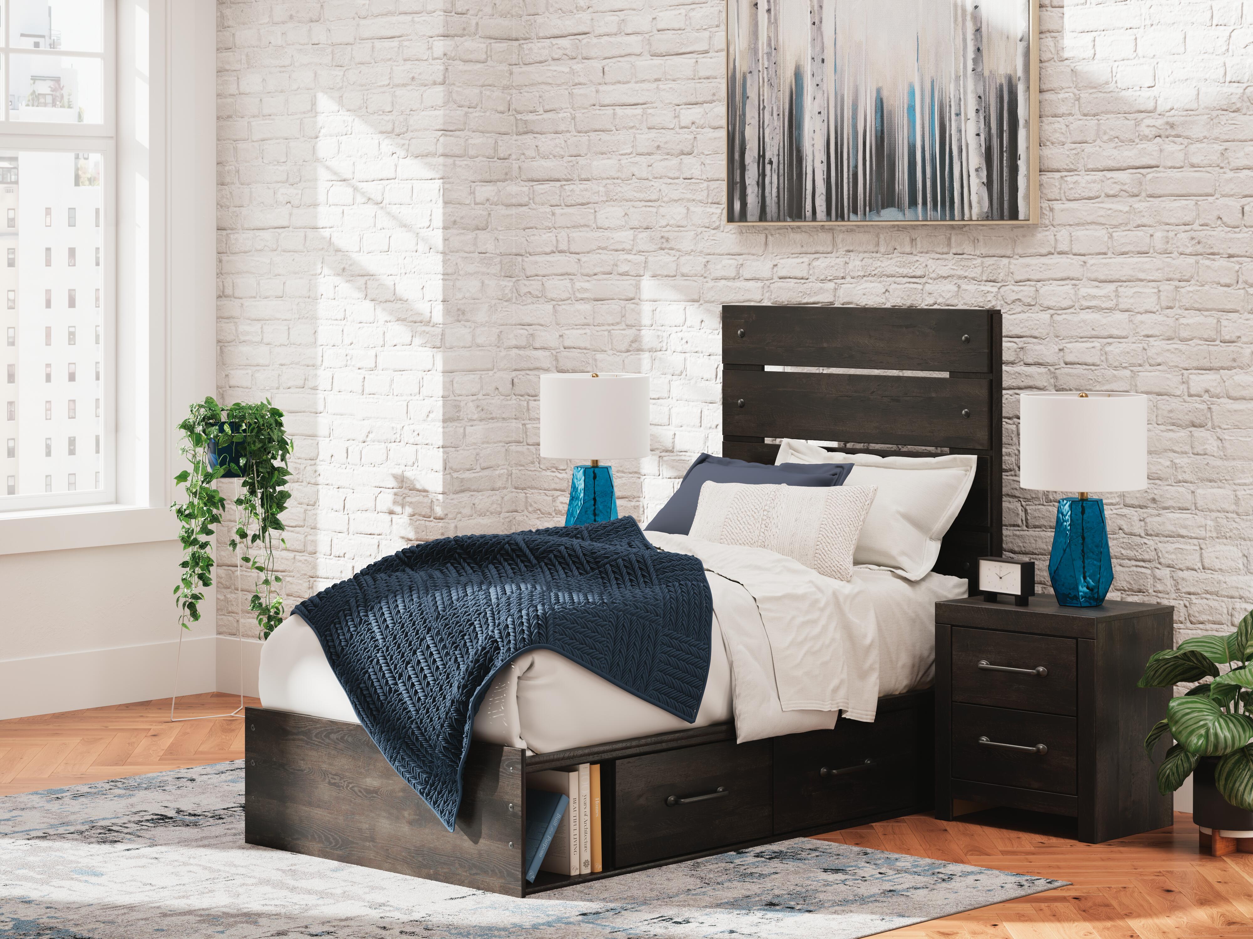 Click here for Delmorta Twin Panel Storage Bed  Dark Gray prices