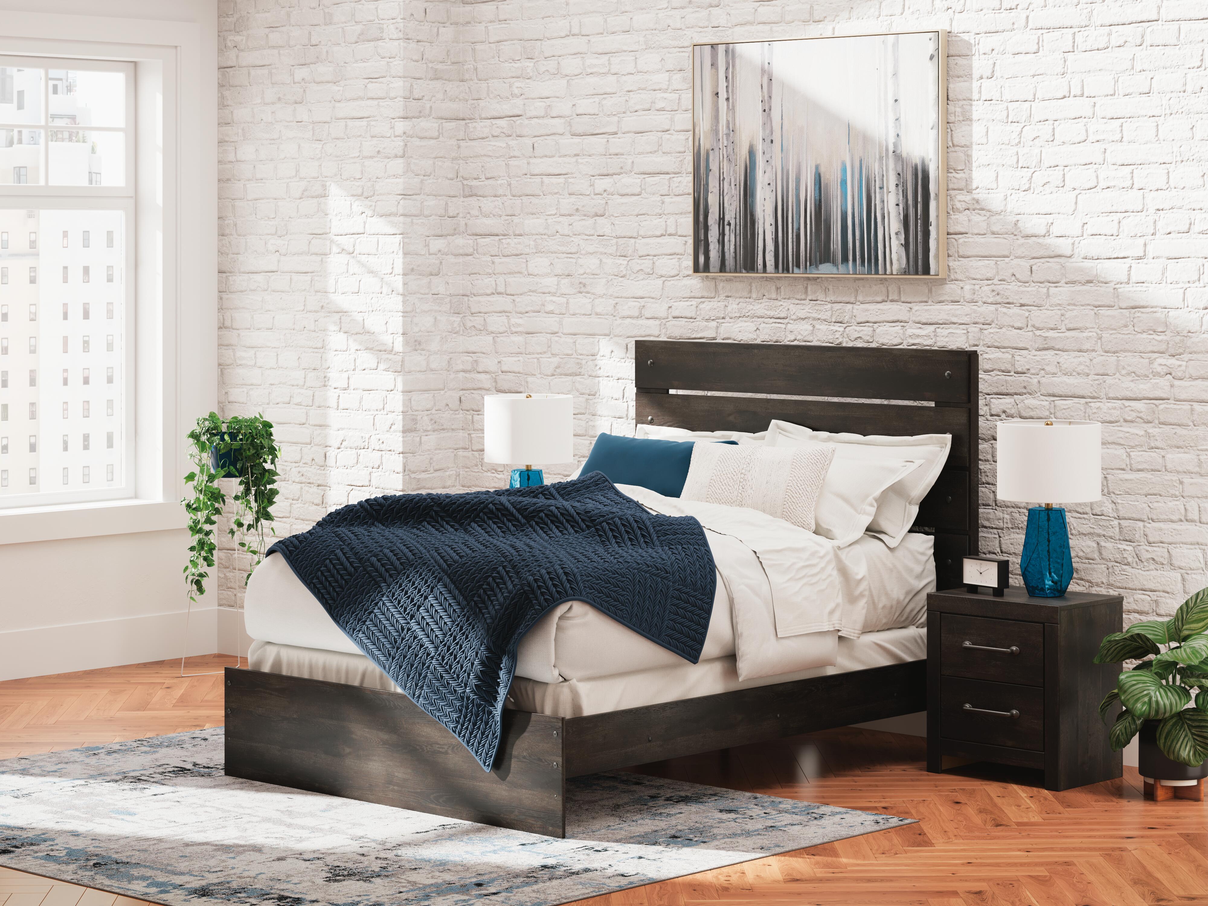 Click here for Delmorta Queen Panel Bed  Dark Gray prices