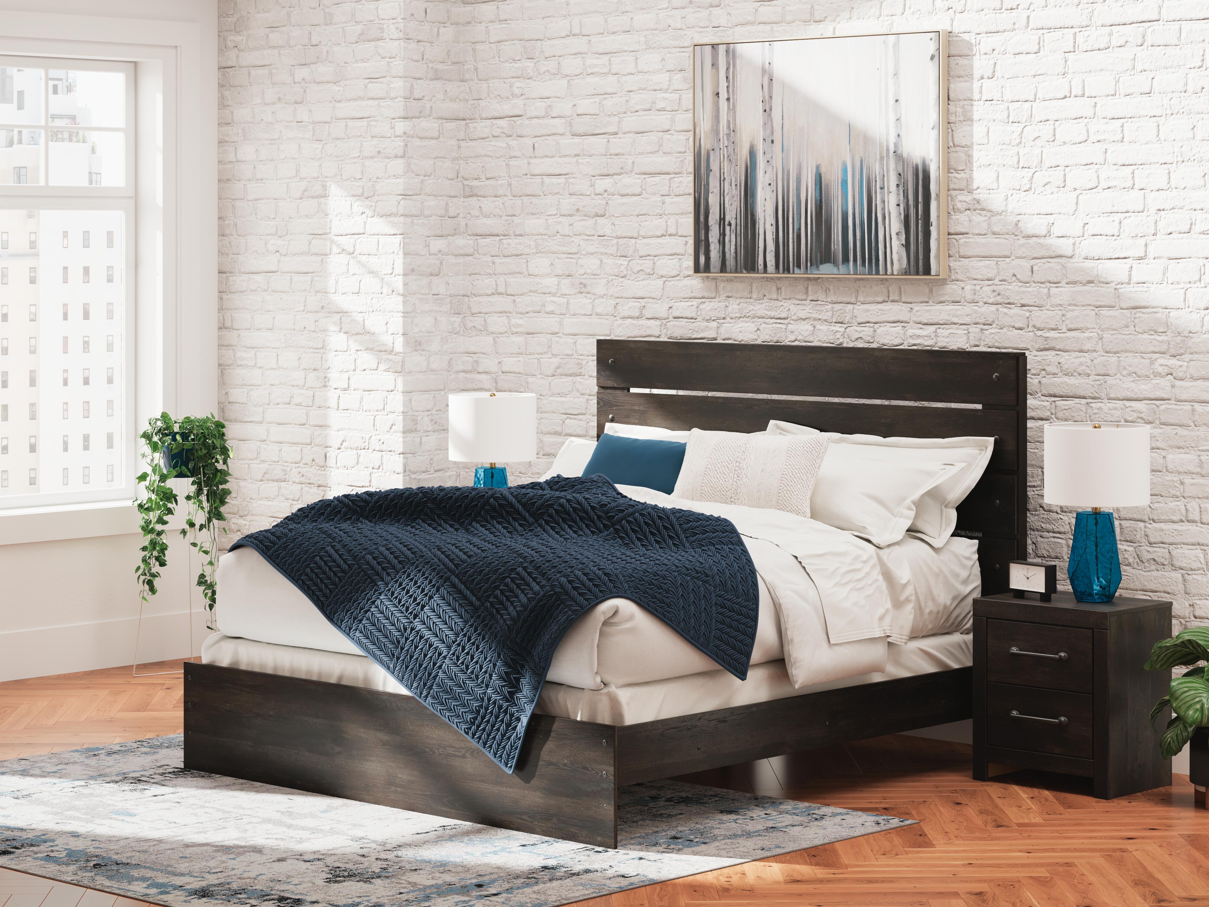 Click here for Delmorta King Panel Bed  Dark Gray prices