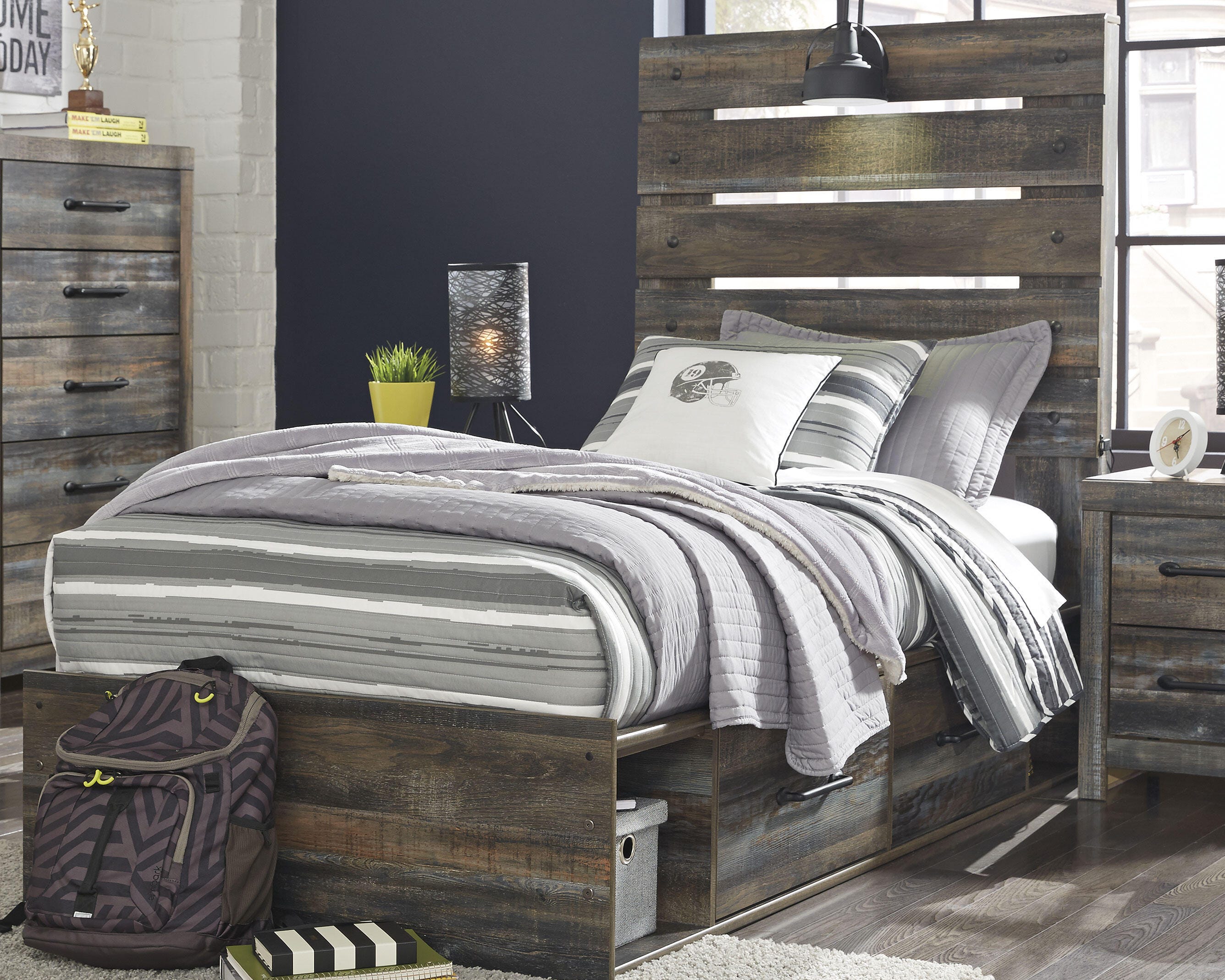 Click here for Drystan Twin Panel Bed with 4 Storage Drawers and... prices