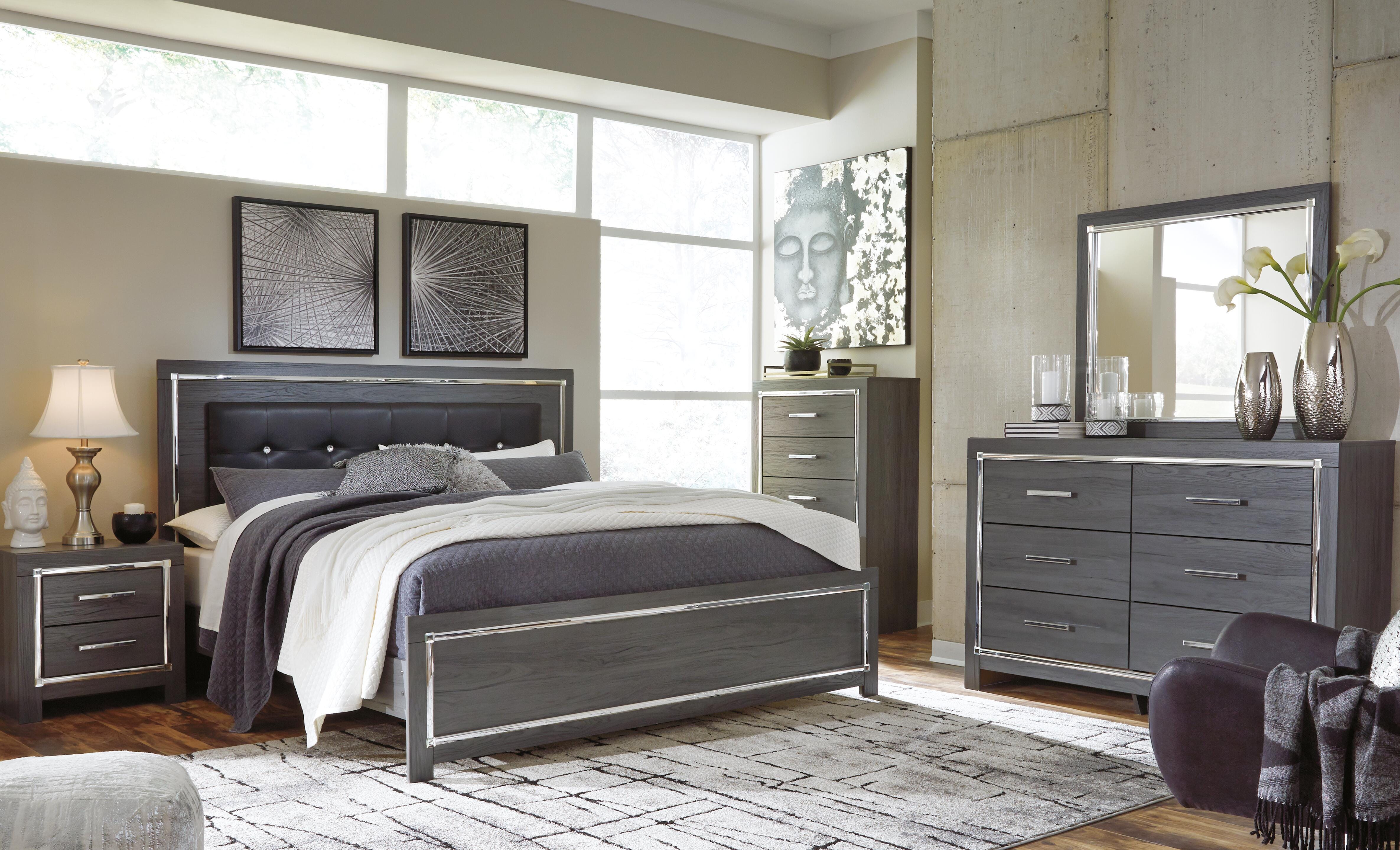 Click here for Lodanna King Panel Bed with Mirrored Dresser and C... prices