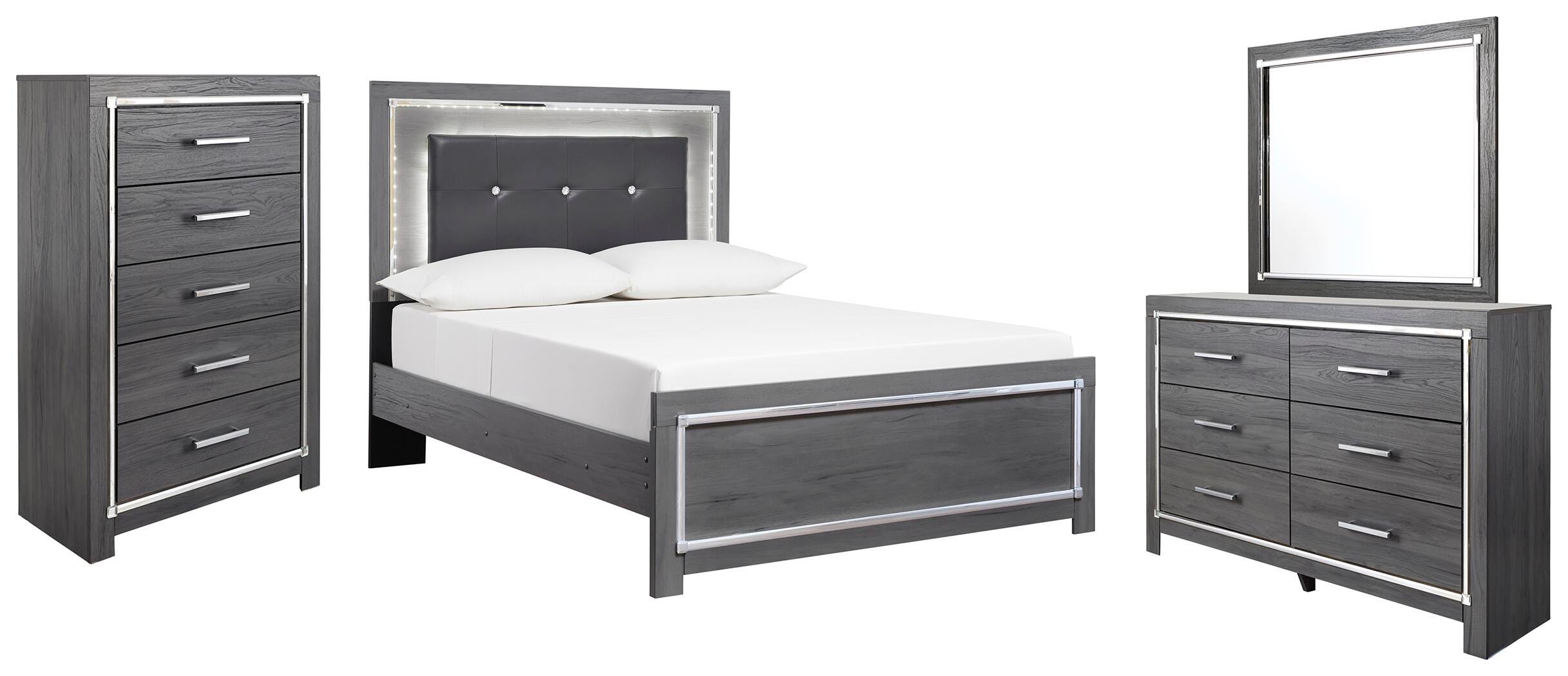 Click here for Lodanna Full Panel Bed with Mirrored Dresser and C... prices