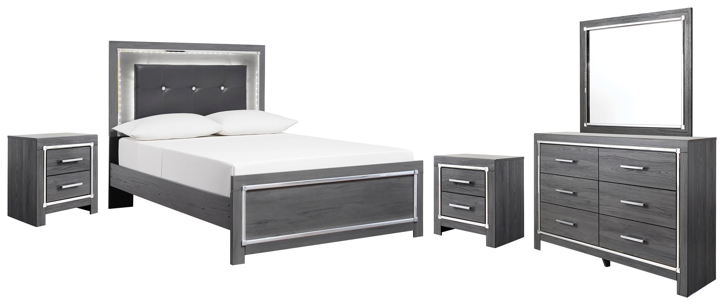 Click here for Lodanna Full Panel Bed with Mirrored Dresser and 2... prices
