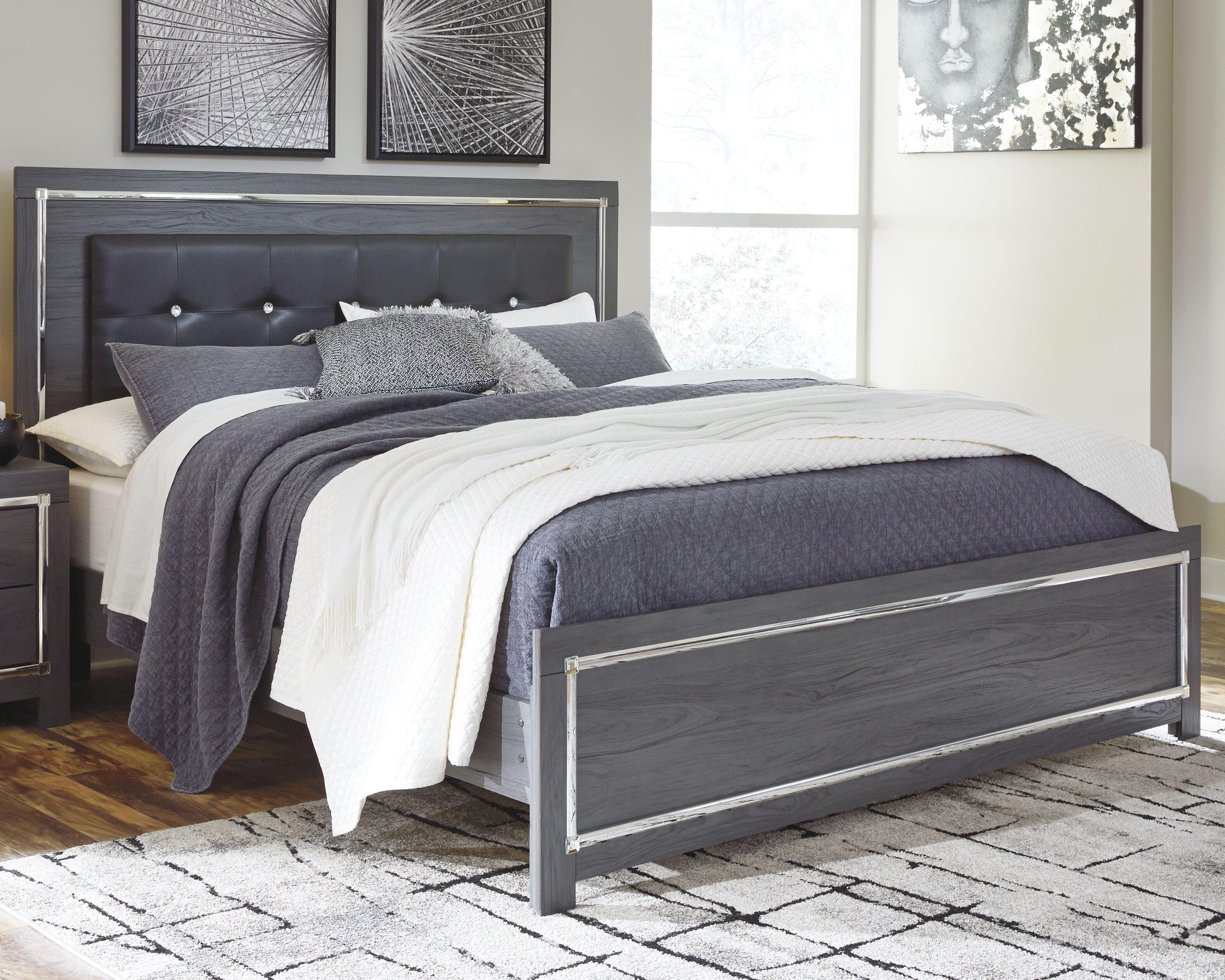 Click here for Lodanna King Upholstered Panel Bed  Gray prices