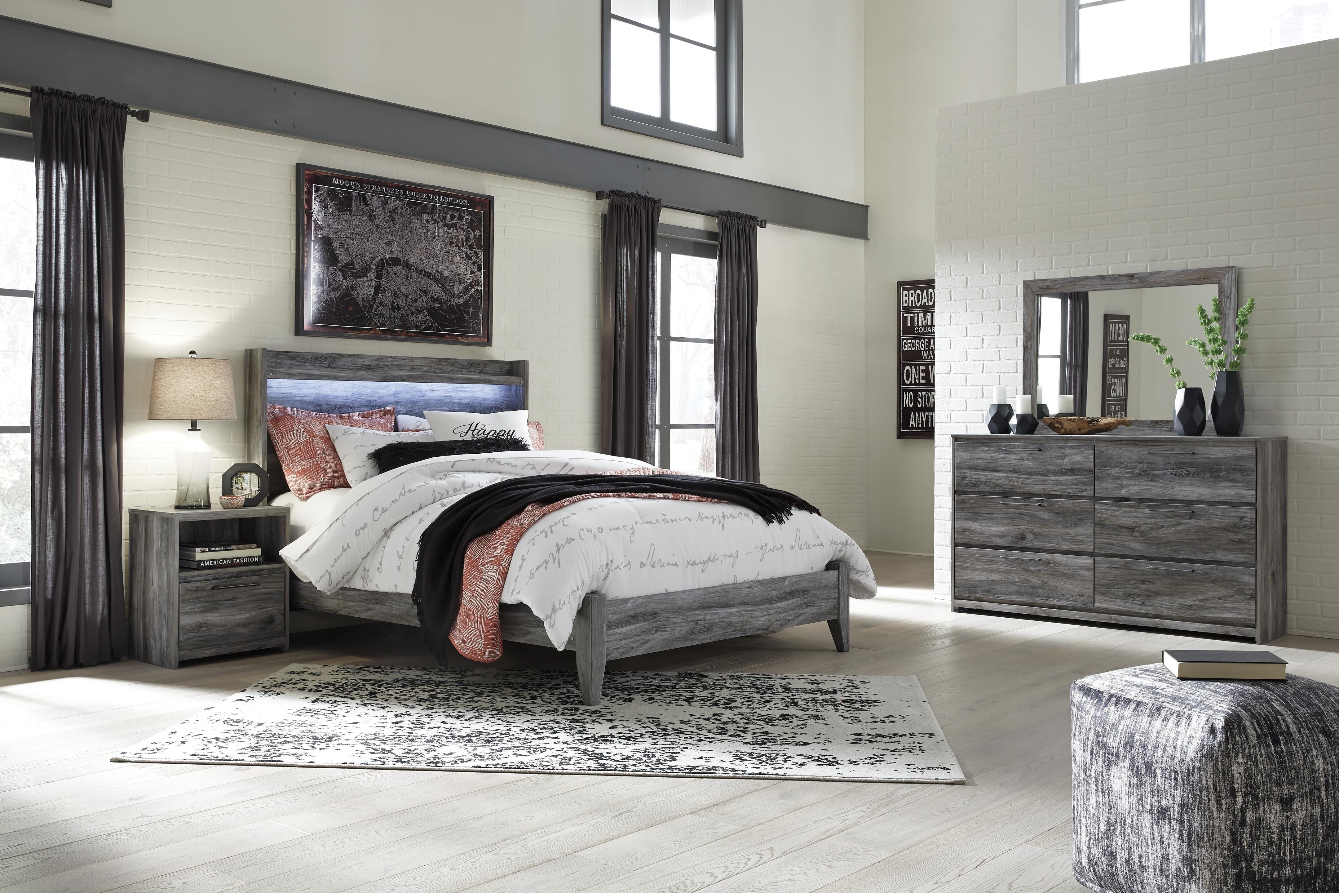 Click here for Baystorm Queen Panel Bed with Mirrored Dresser and... prices