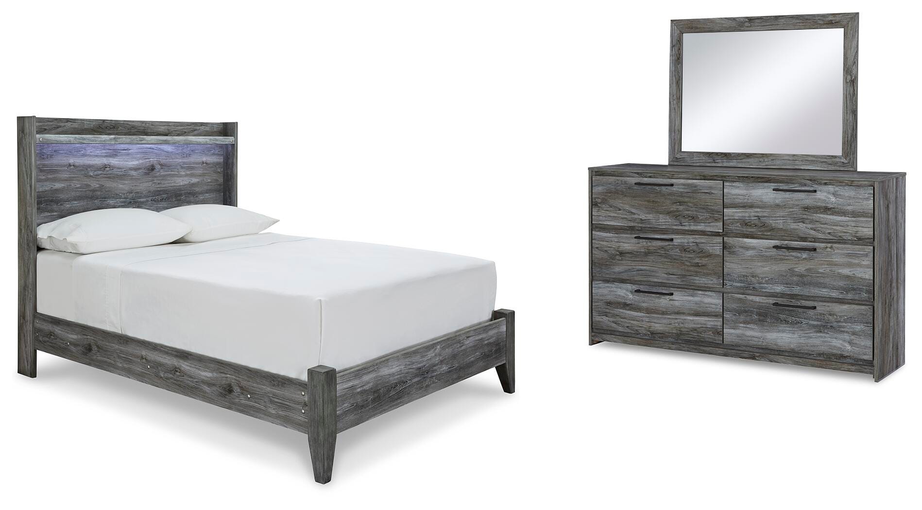 Click here for Baystorm Full Panel Bed with Mirrored Dresser  Gra... prices