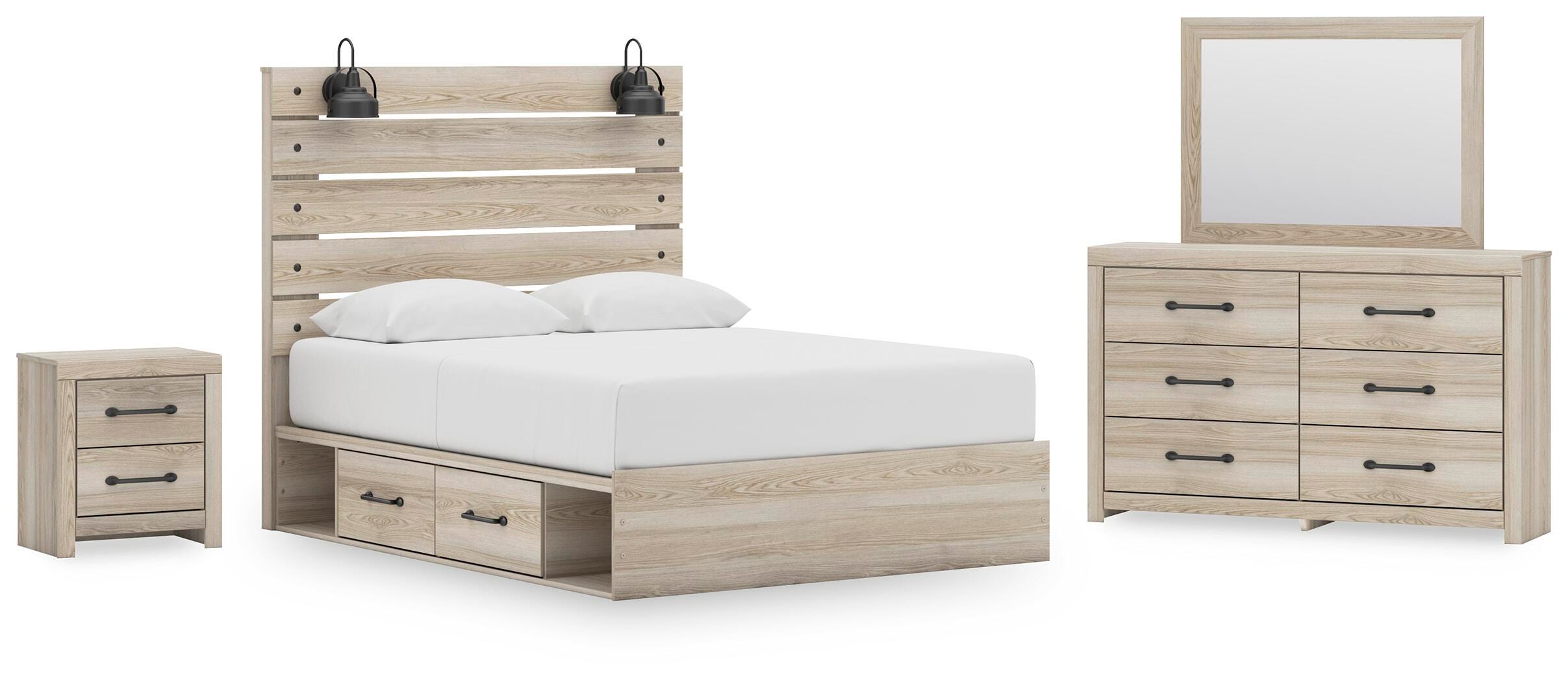 Click here for Senbry Queen Panel Bed with Mirrored Dresser and N... prices