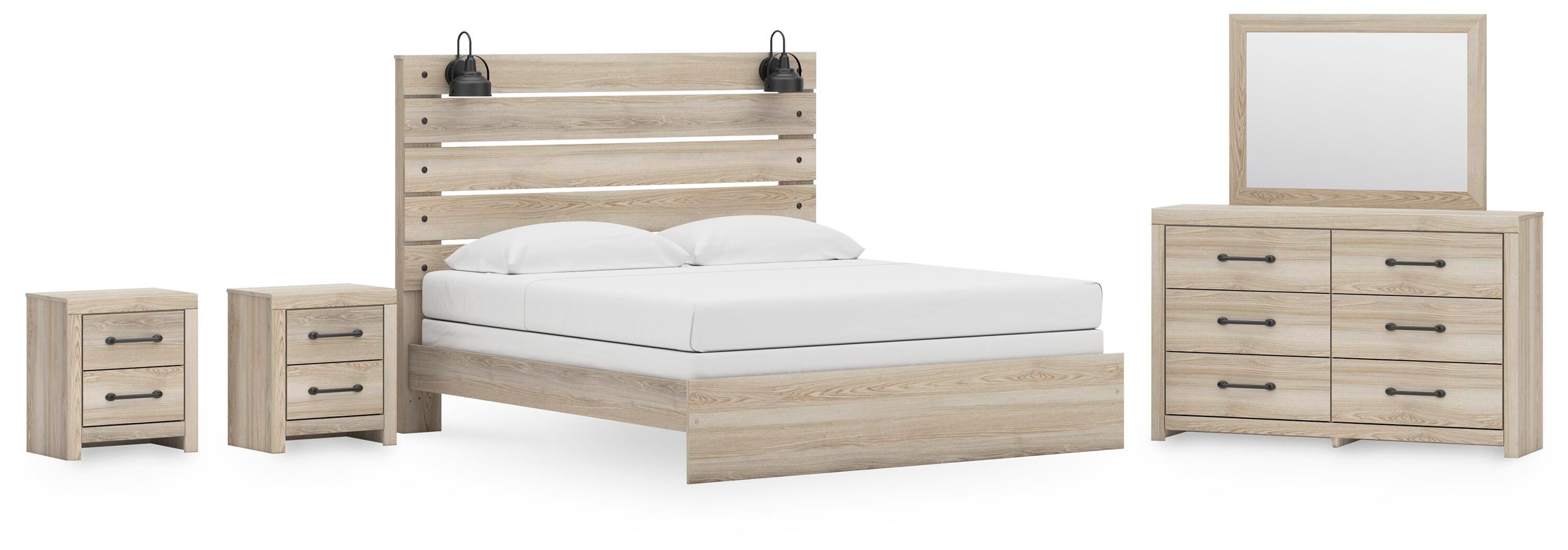 Click here for Senbry King Panel Bed with Mirrored Dresser and 2... prices