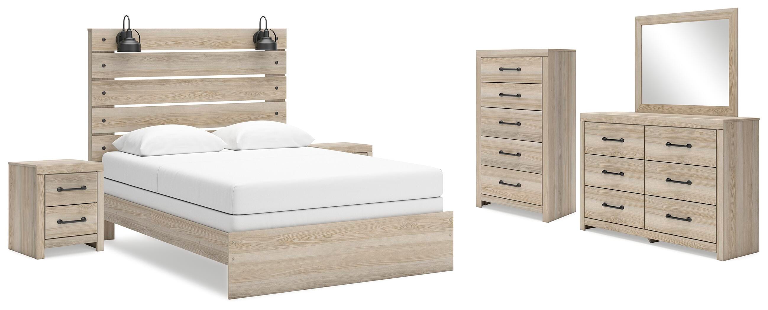 Click here for Senbry Queen Panel Bed with Mirrored Dresser  Ches... prices