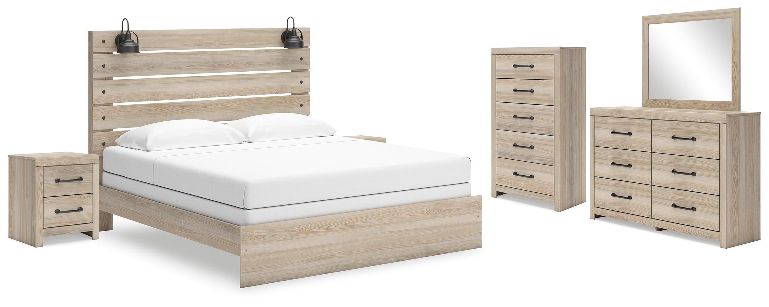 Click here for Senbry King Panel Bed with Mirrored Dresser  Chest... prices