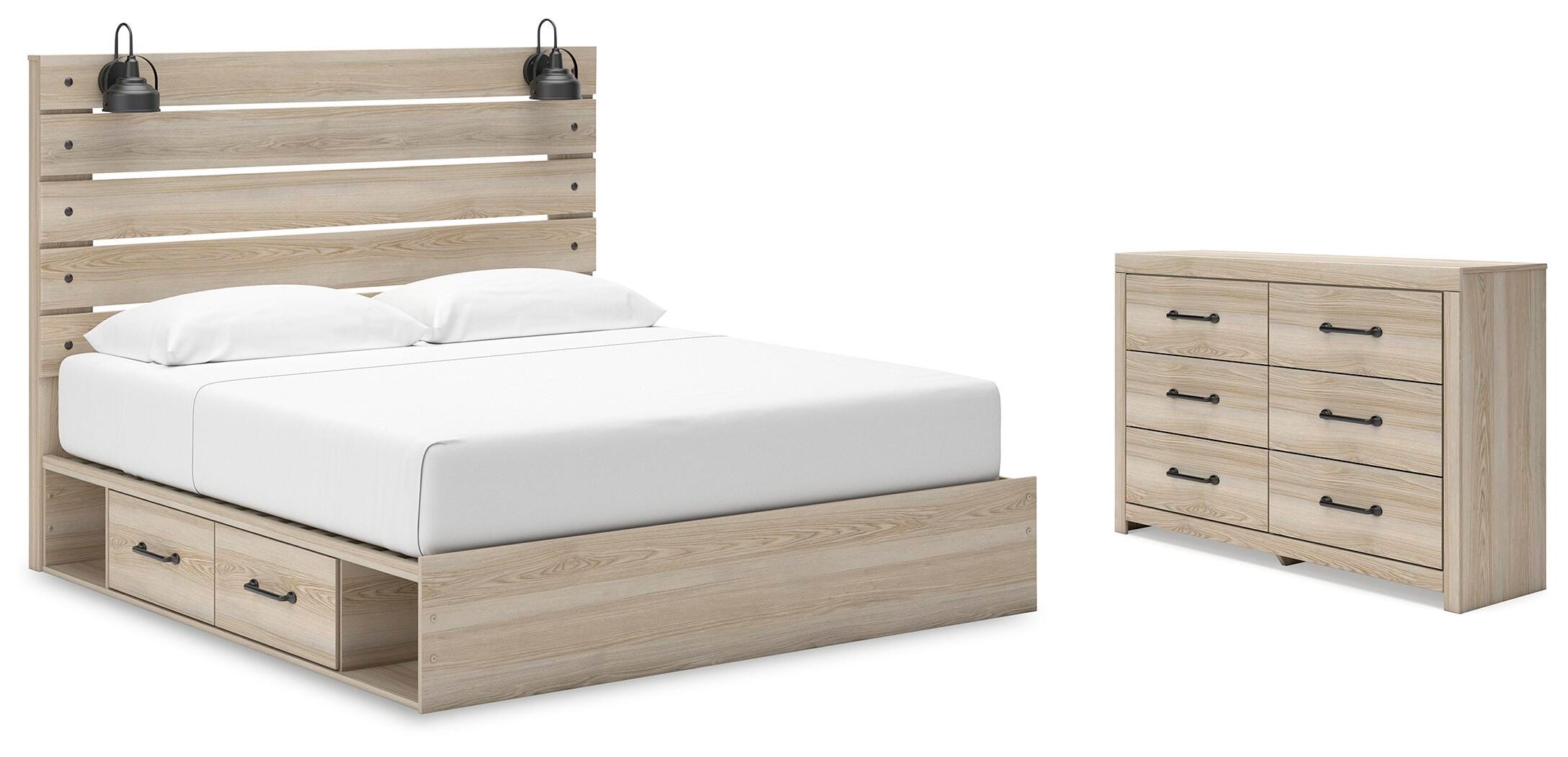 Click here for Senbry King Panel Bed with Dresser  Tan prices