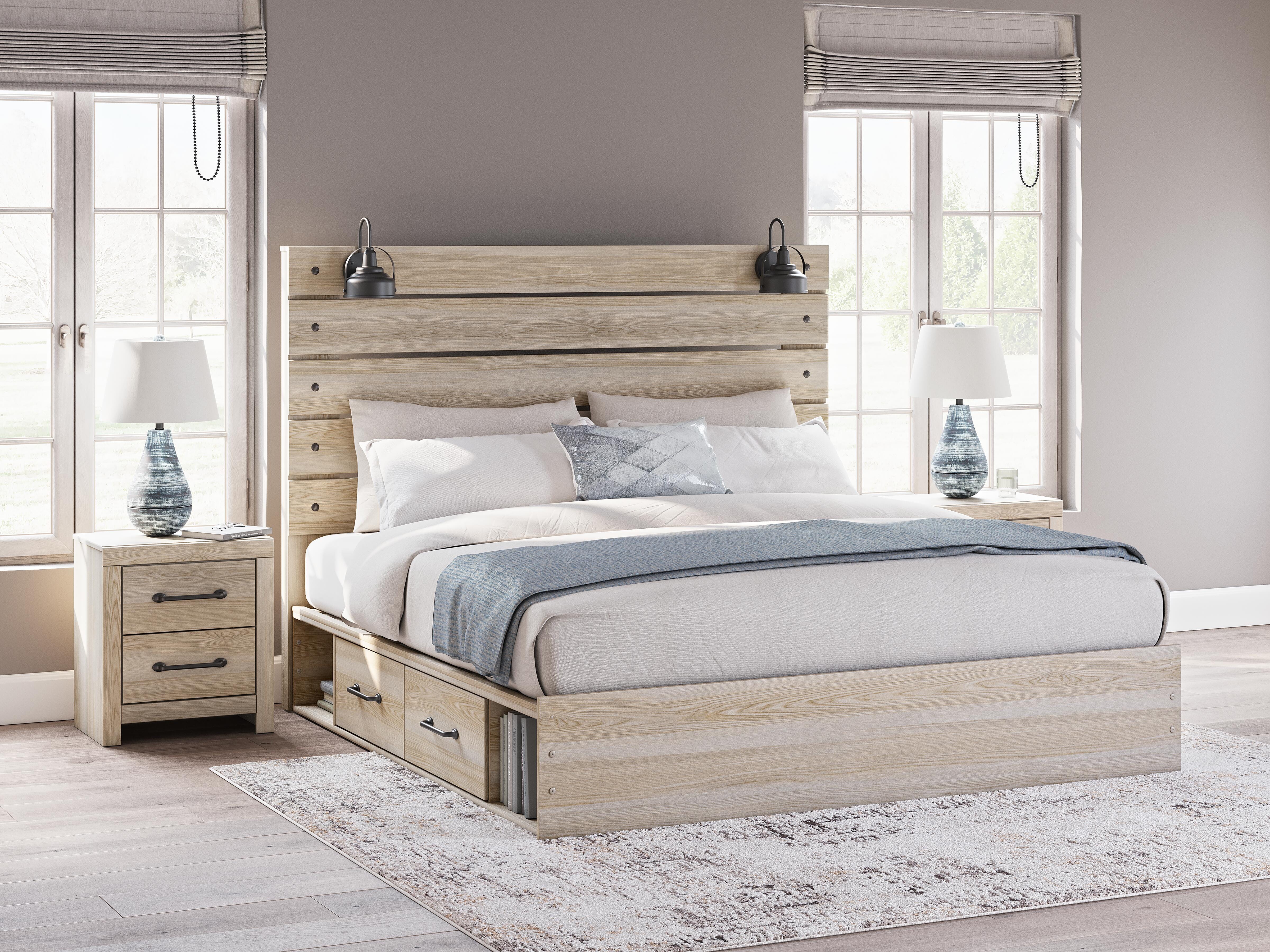 Click here for Senbry King Panel Bed with 4 Storage Drawers and 4... prices