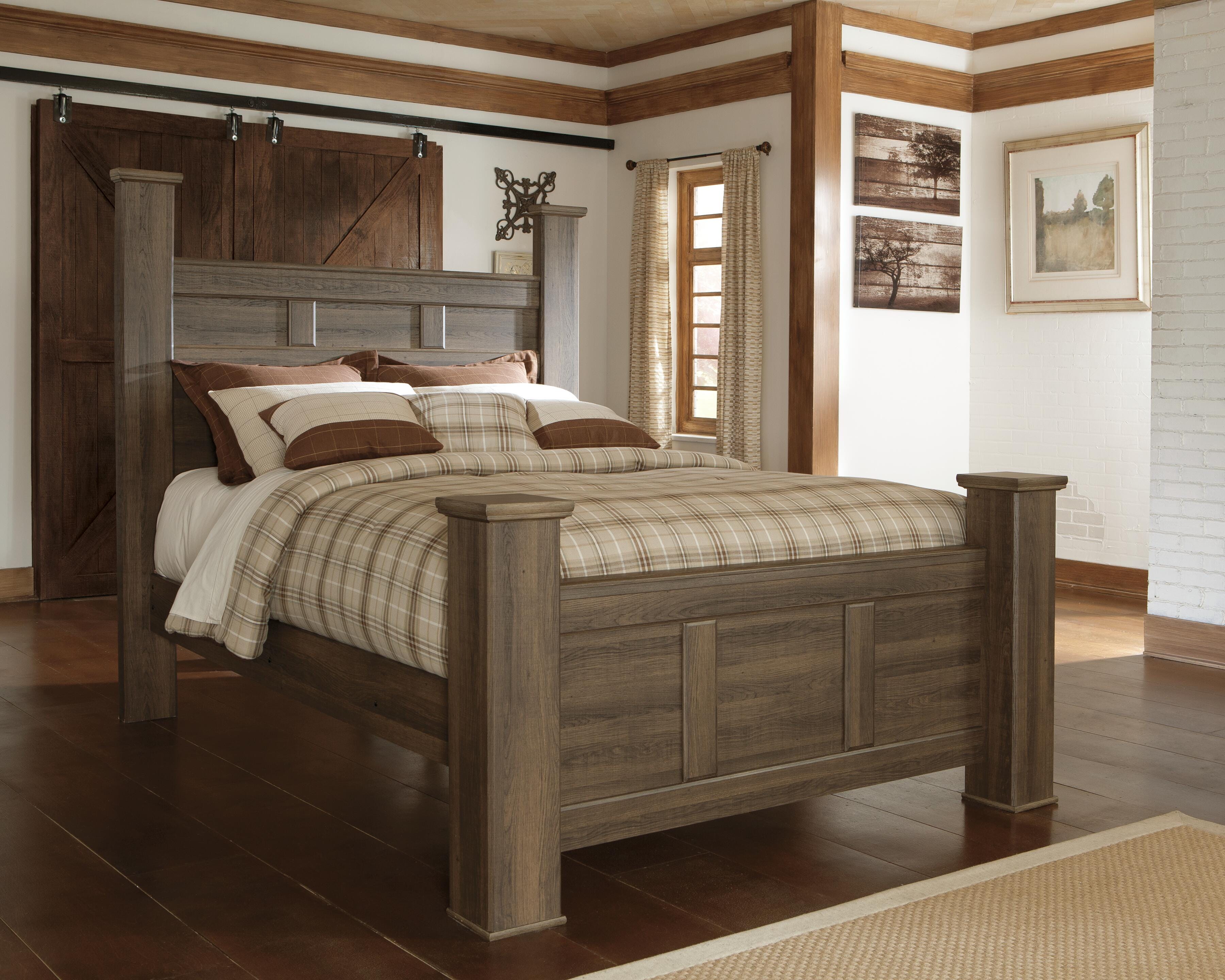 Click here for Juararo Queen Poster Bed  Dark Brown prices