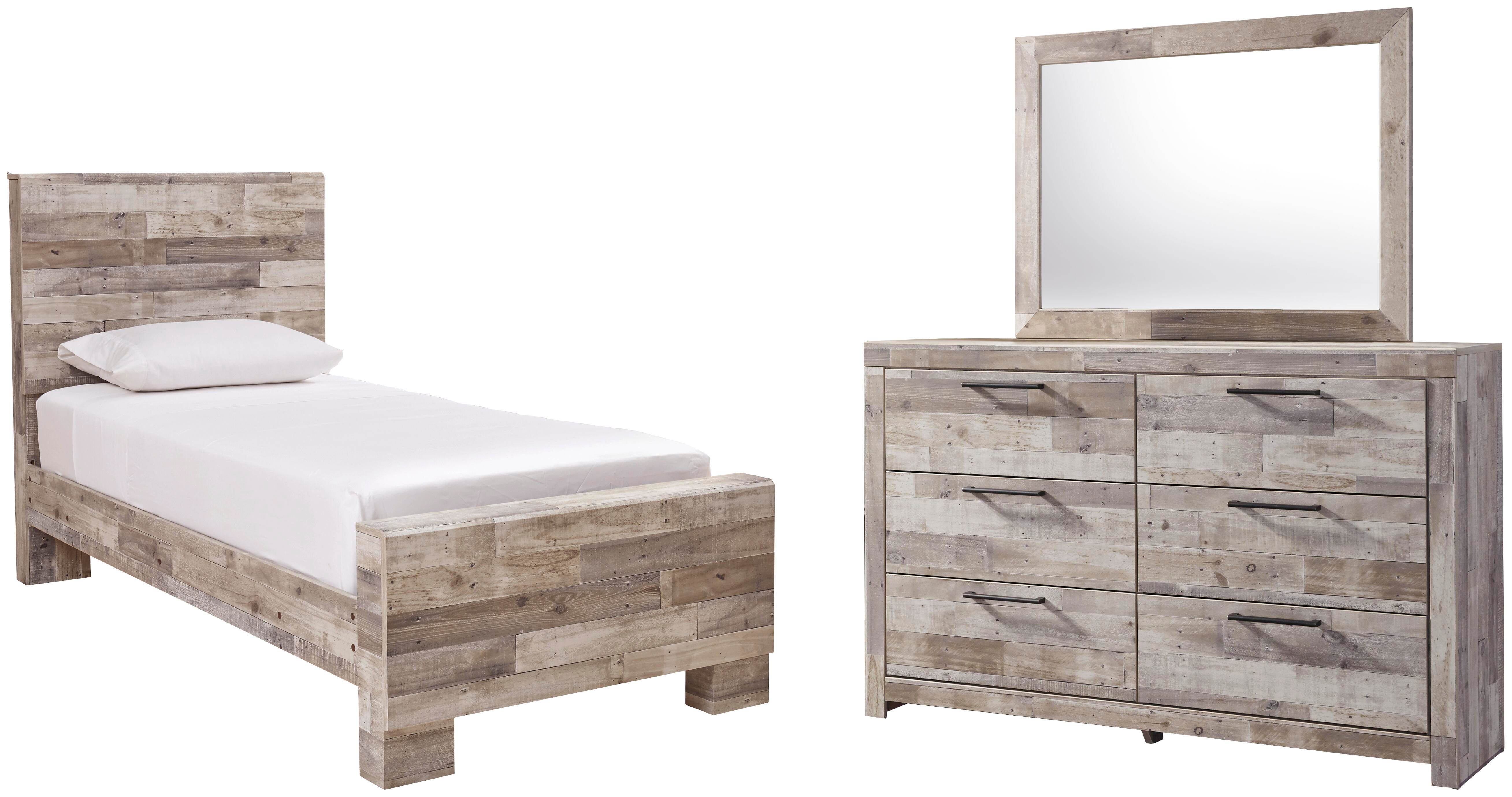 Click here for Effie Twin Panel Bed with Mirrored Dresser  Whitew... prices