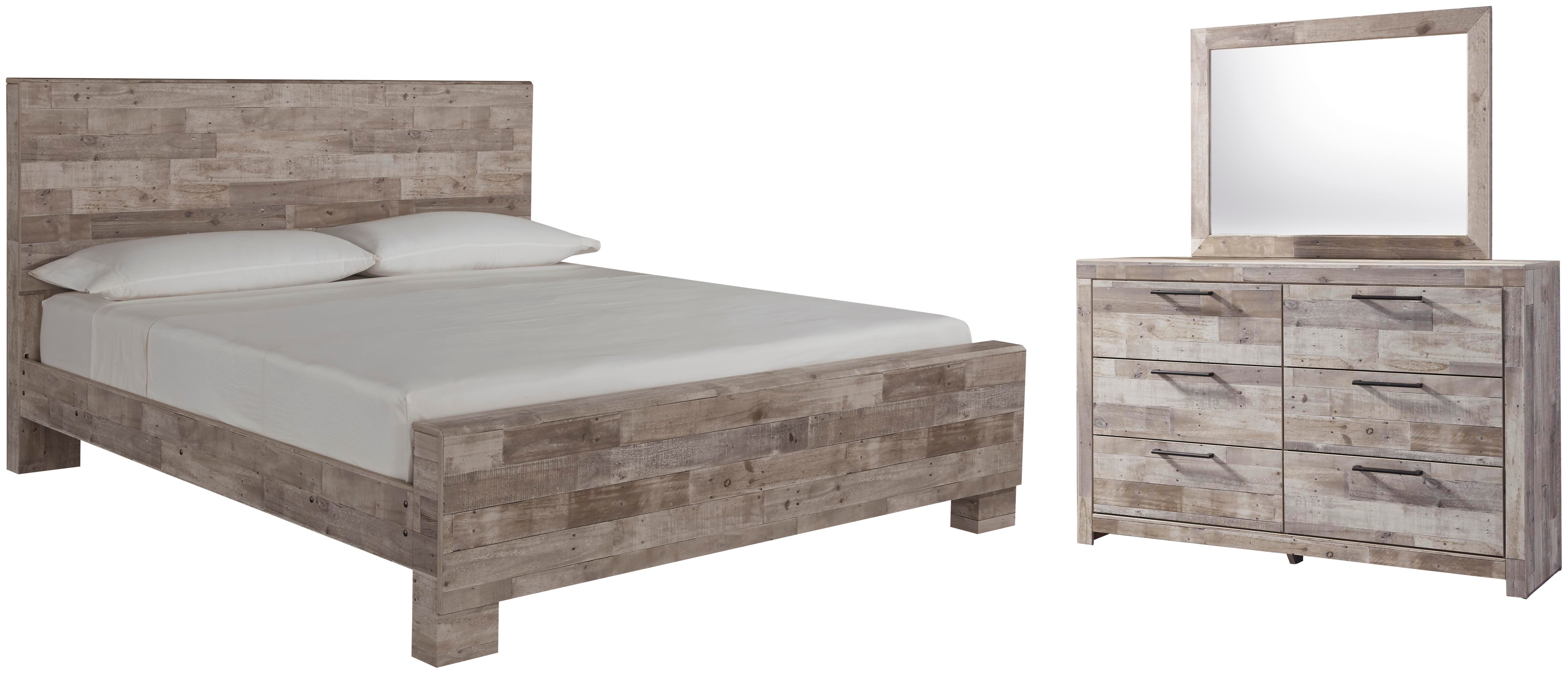 Click here for Effie King Panel Bed with Mirrored Dresser  Whitew... prices