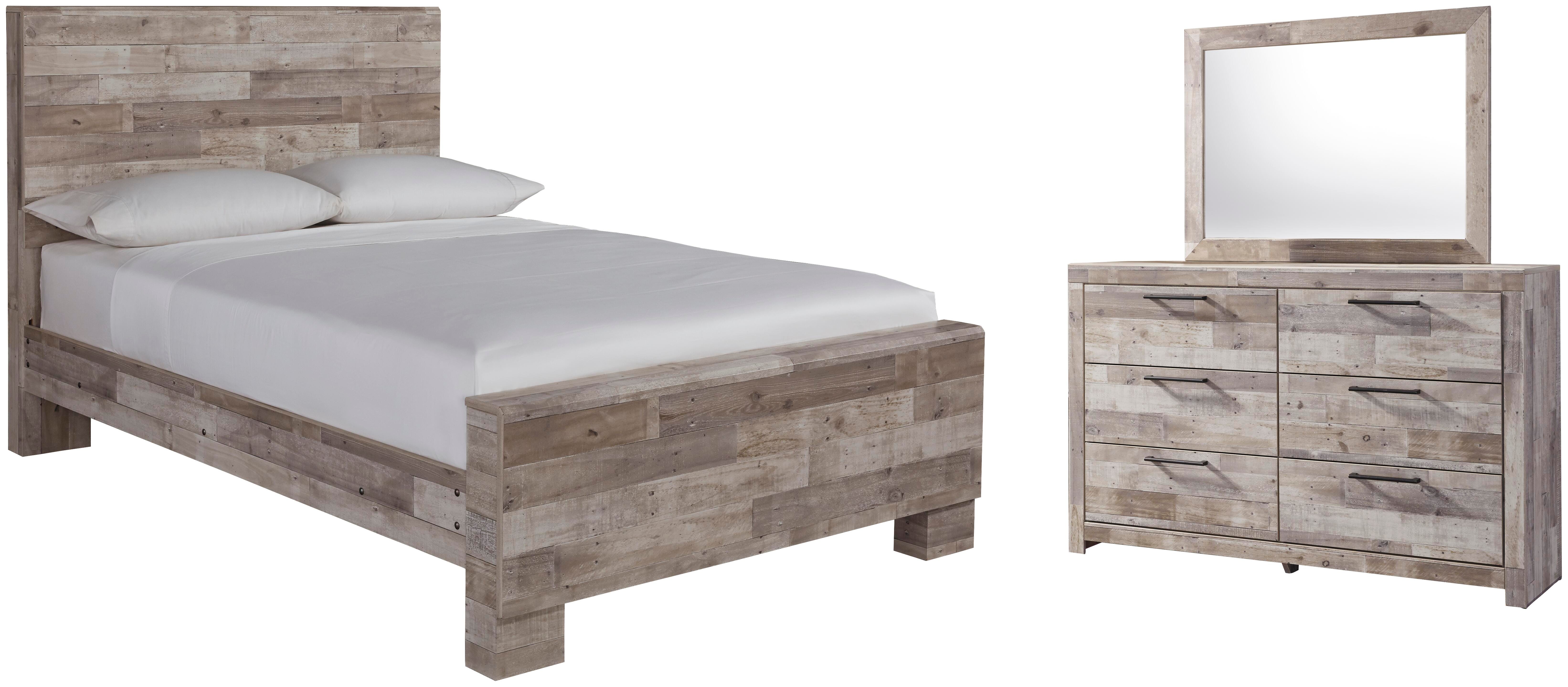 Click here for Effie Full Panel Bed with Mirrored Dresser  Whitew... prices