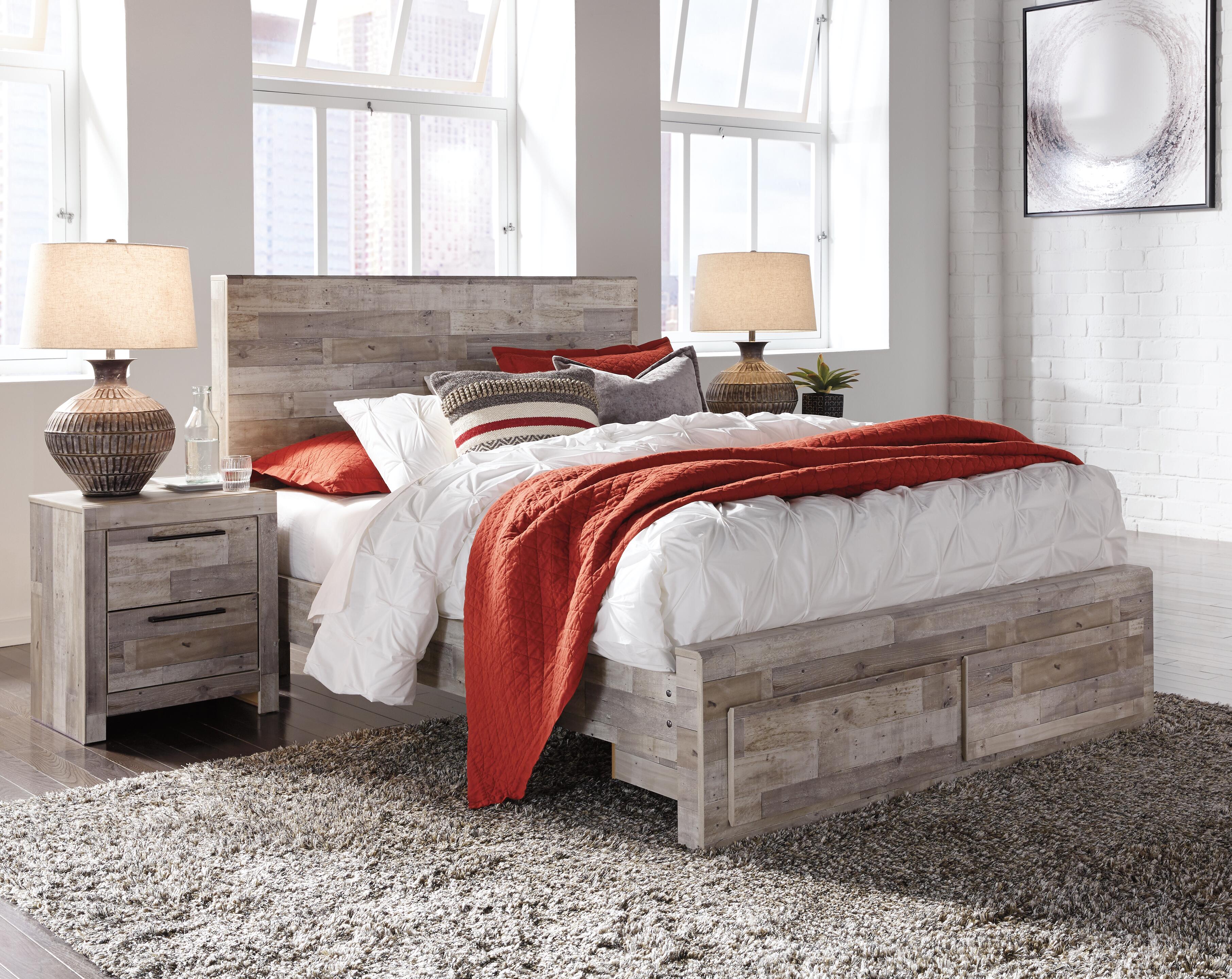 Click here for Effie Queen Panel Bed with 2 Storage Drawers  Whit... prices