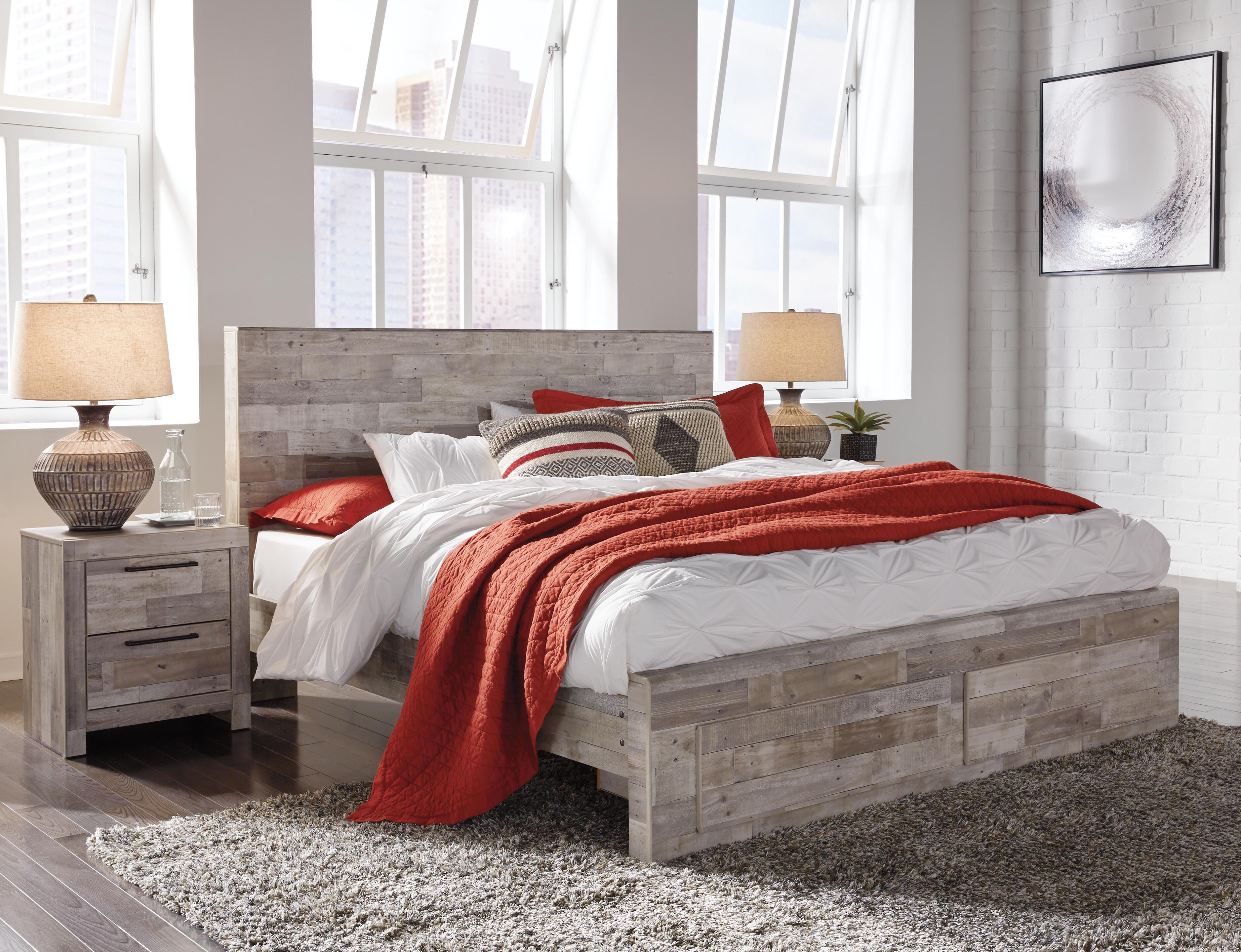 Click here for Effie King Panel Bed with 2 Storage Drawers  White... prices