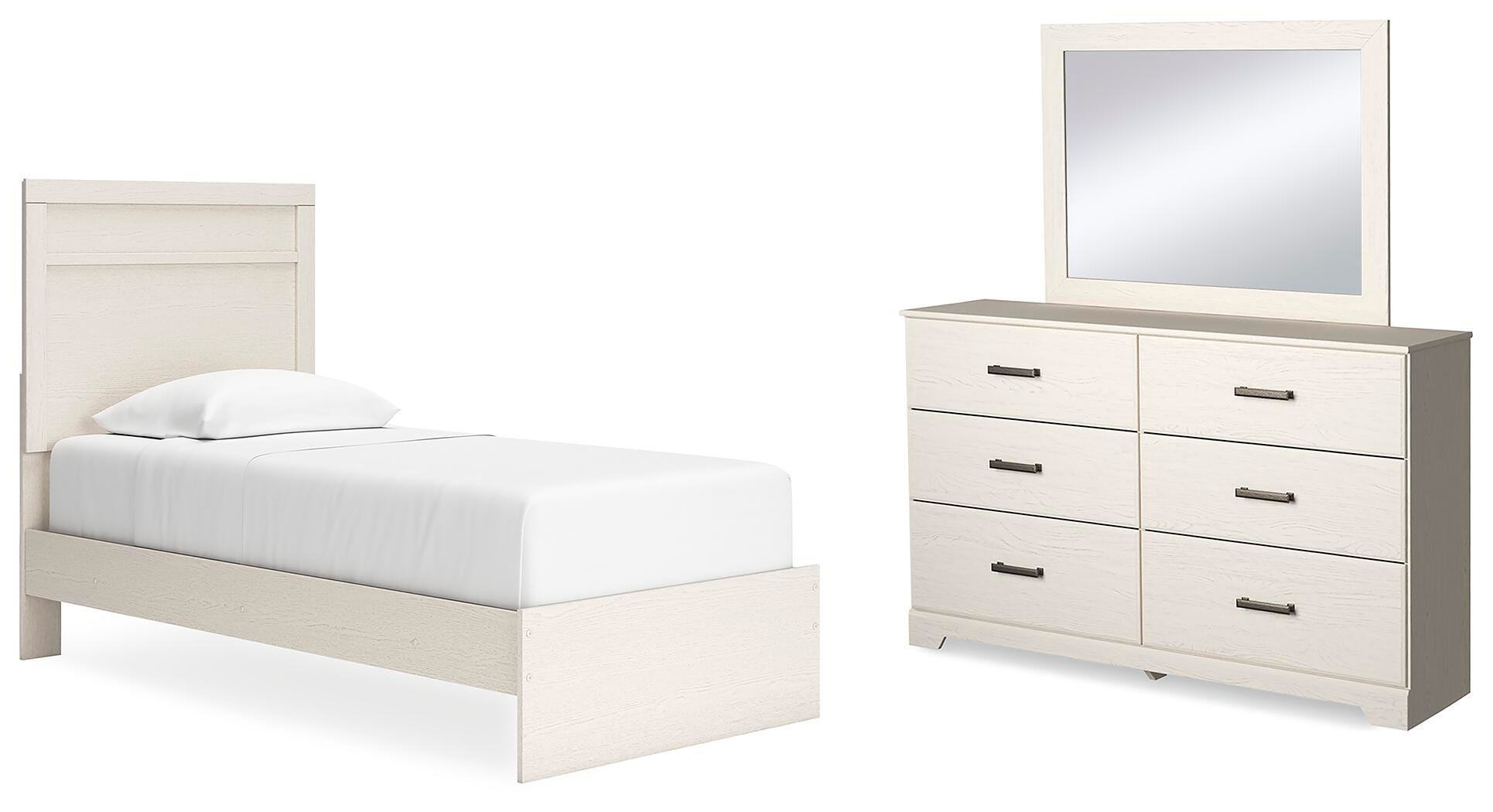 Click here for Stelsie Twin Panel Bed with Mirrored Dresser  Whit... prices