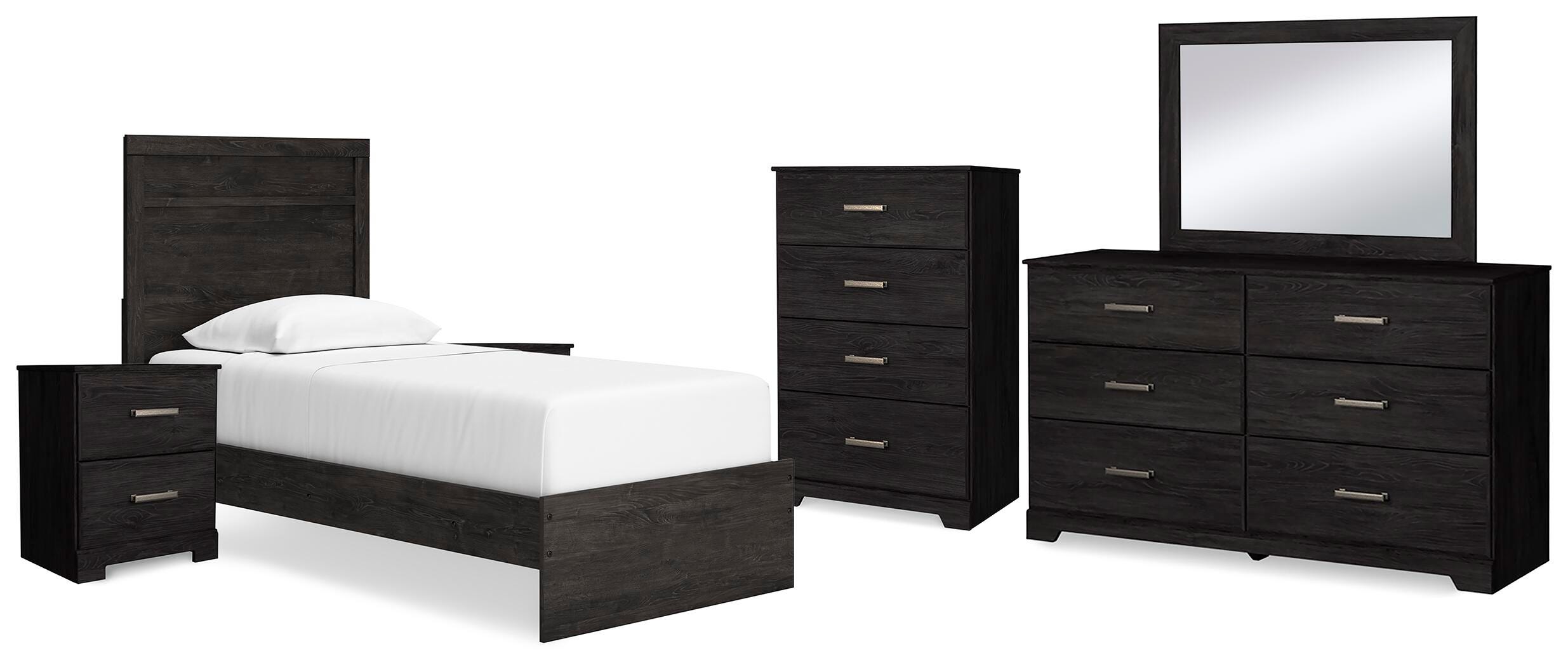 Click here for Belachime Twin Panel Bed with Mirrored Dresser  Ch... prices