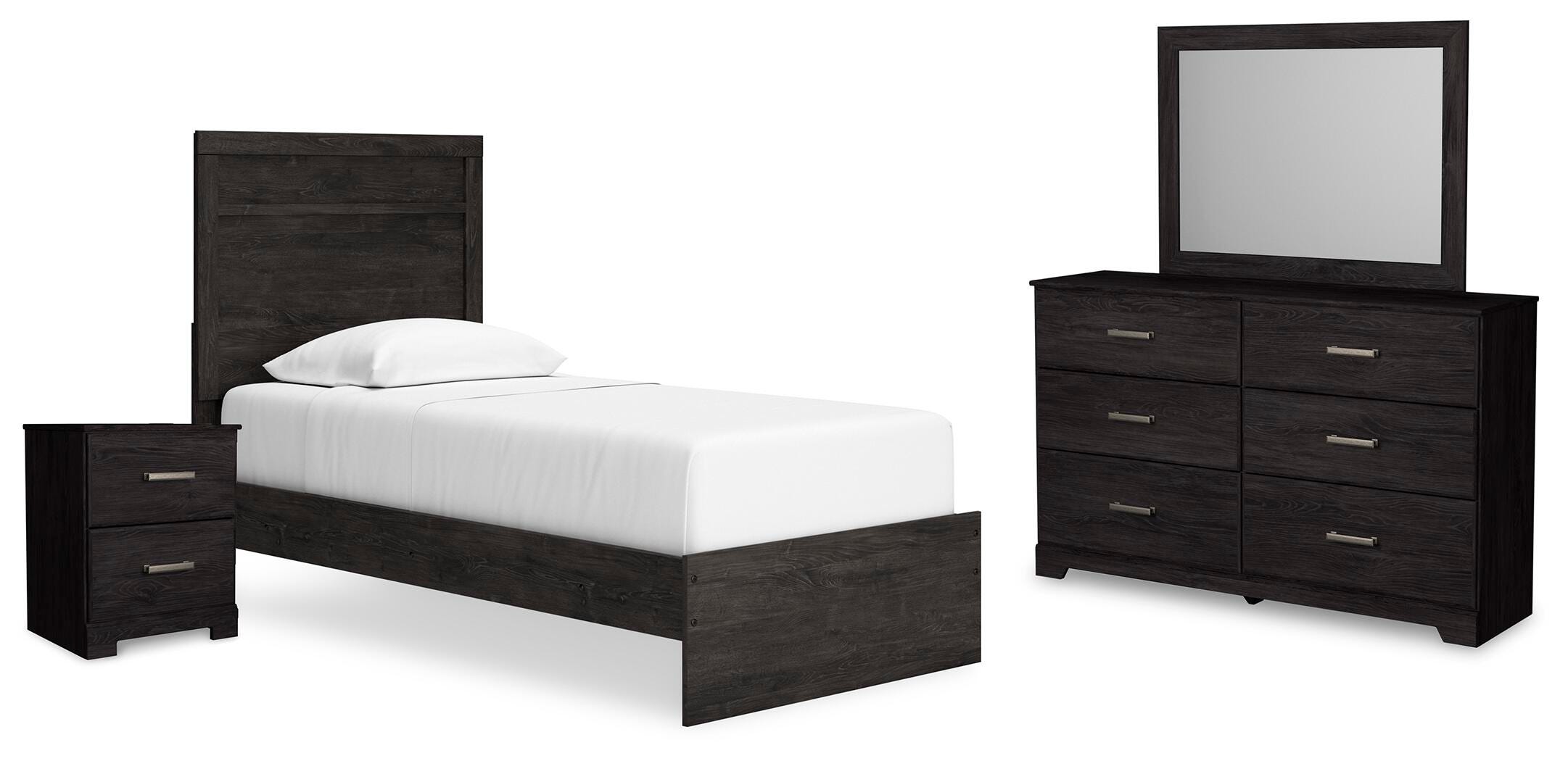 Click here for Belachime Twin Panel Bed with Mirrored Dresser and... prices