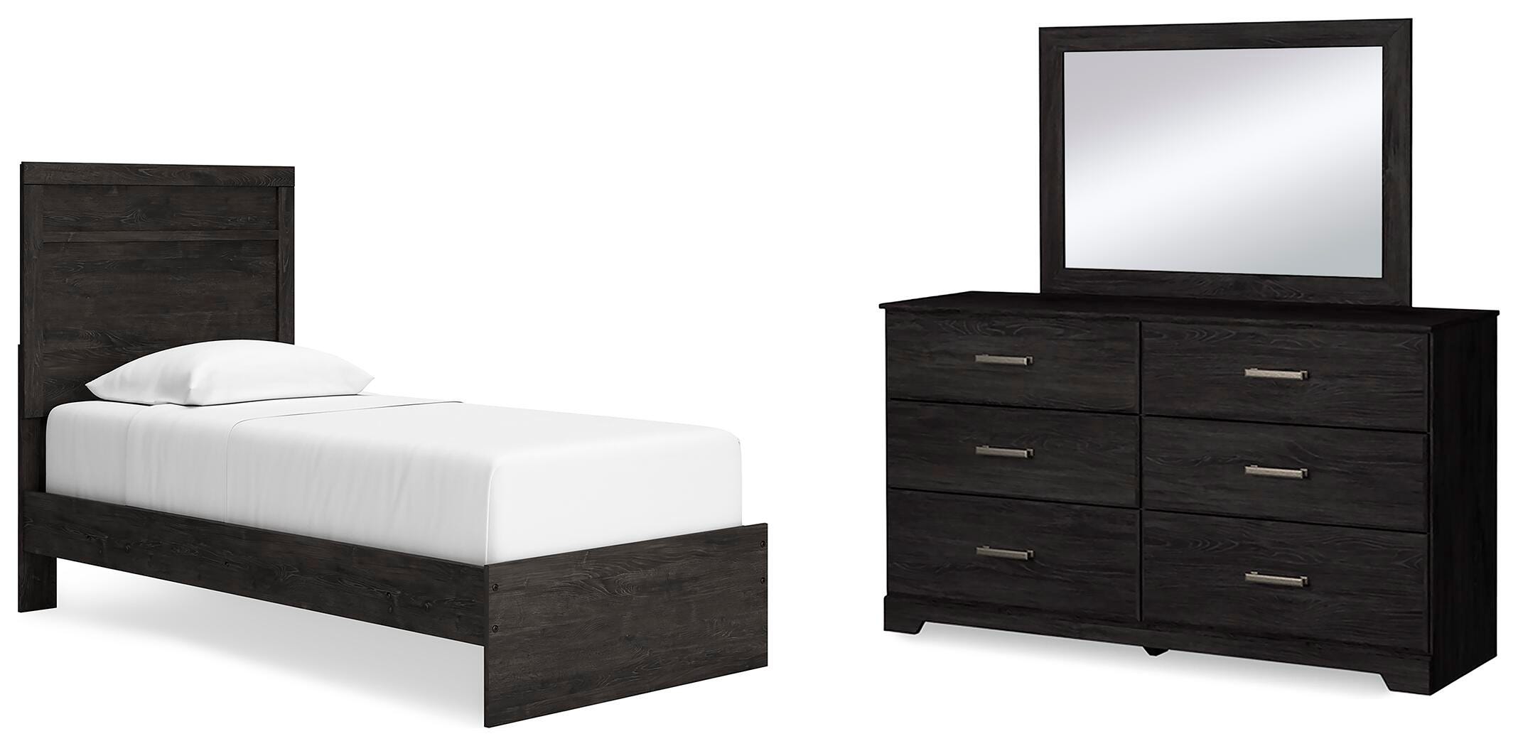 Click here for Belachime Twin Panel Bed with Mirrored Dresser  Ch... prices