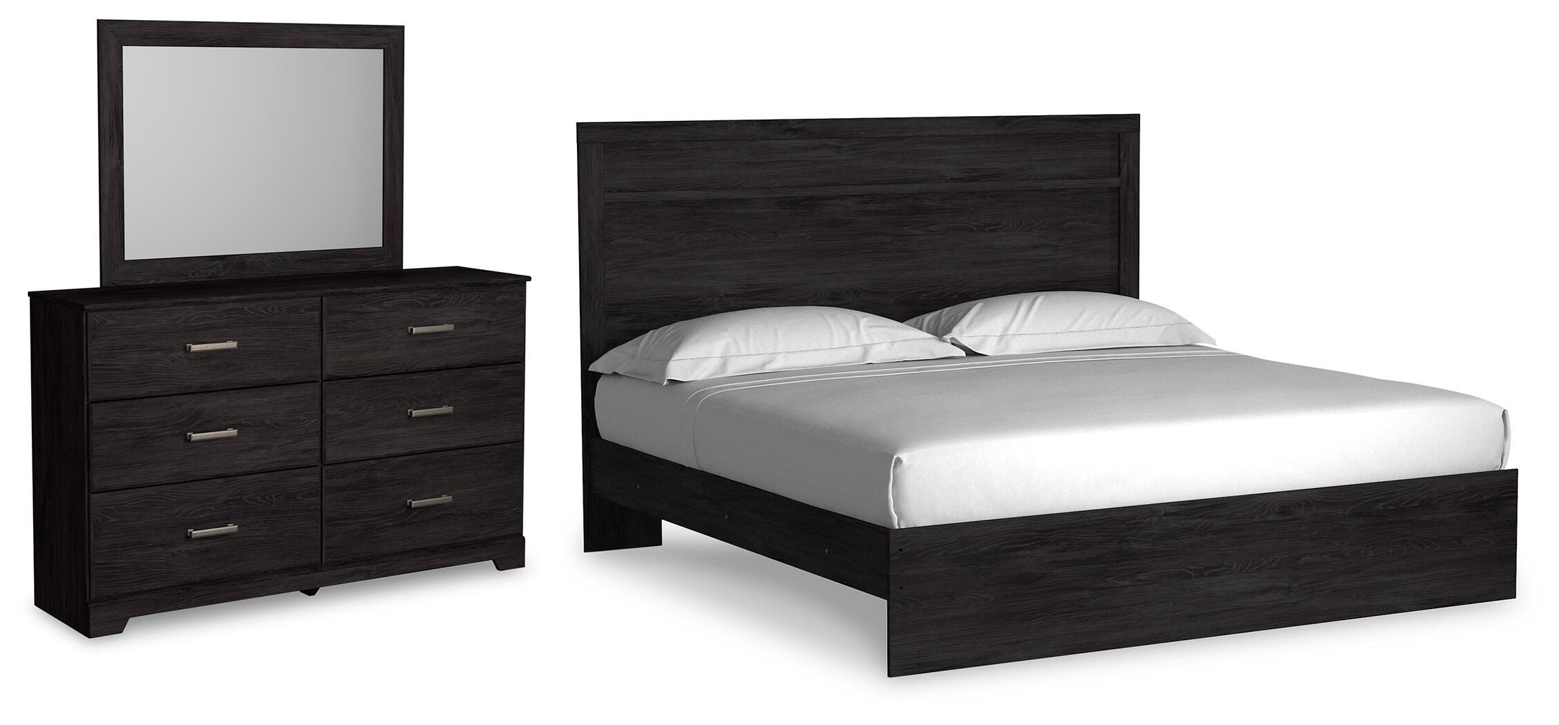 Click here for Belachime King Panel Bed with Mirrored Dresser  Ch... prices
