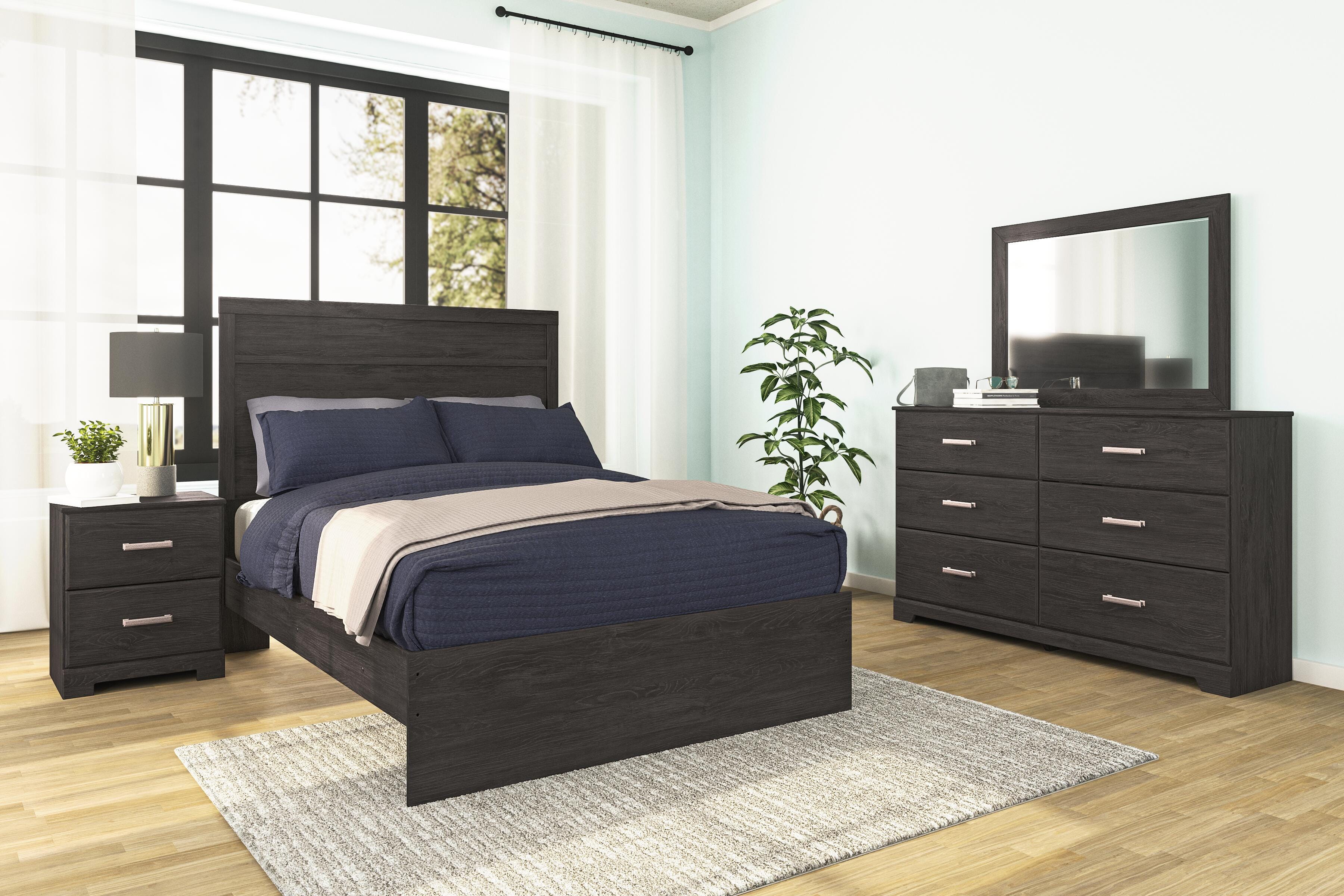 Click here for Belachime Full Panel Bed with Mirrored Dresser and... prices