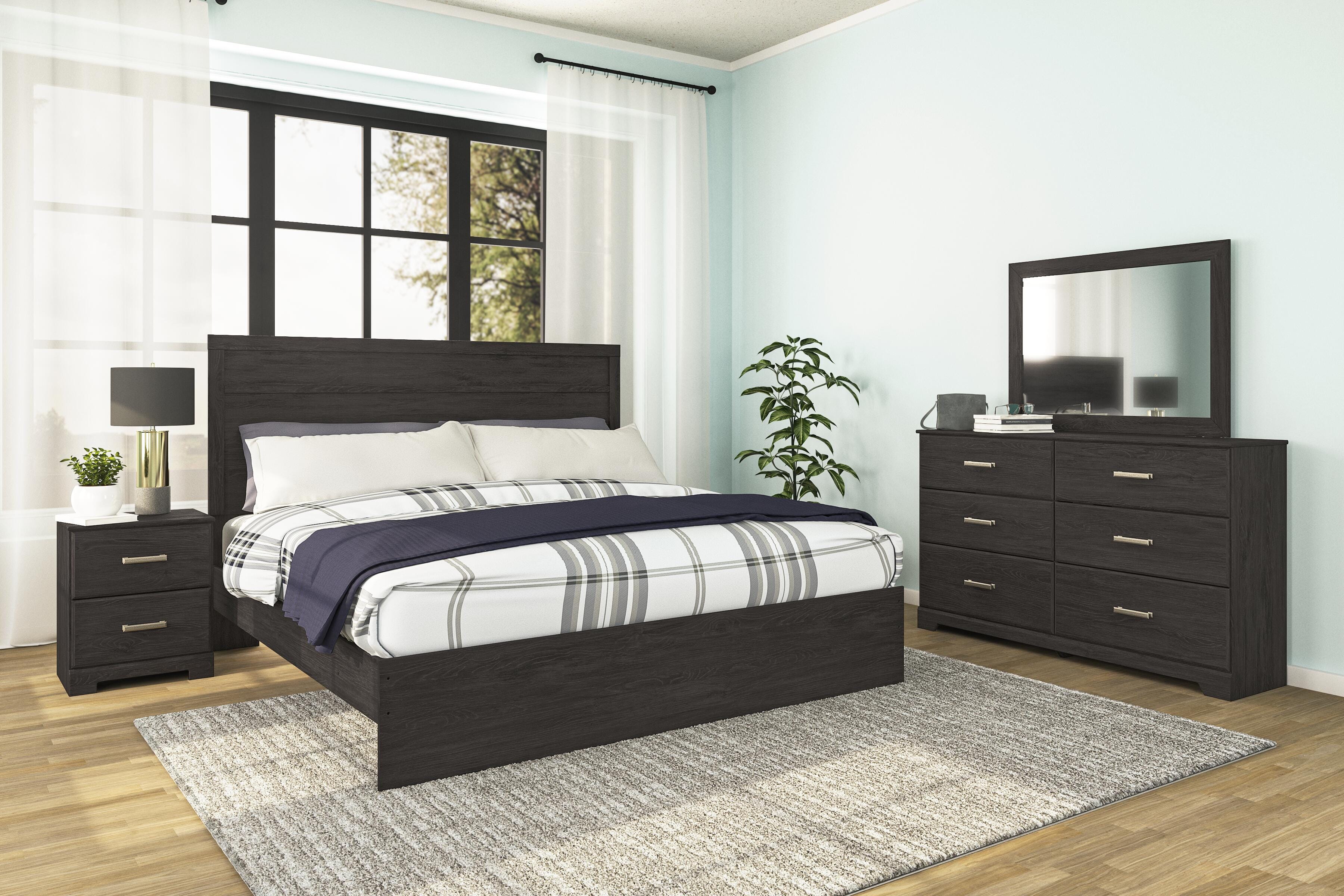 Click here for Belachime King Panel Bed with Mirrored Dresser and... prices