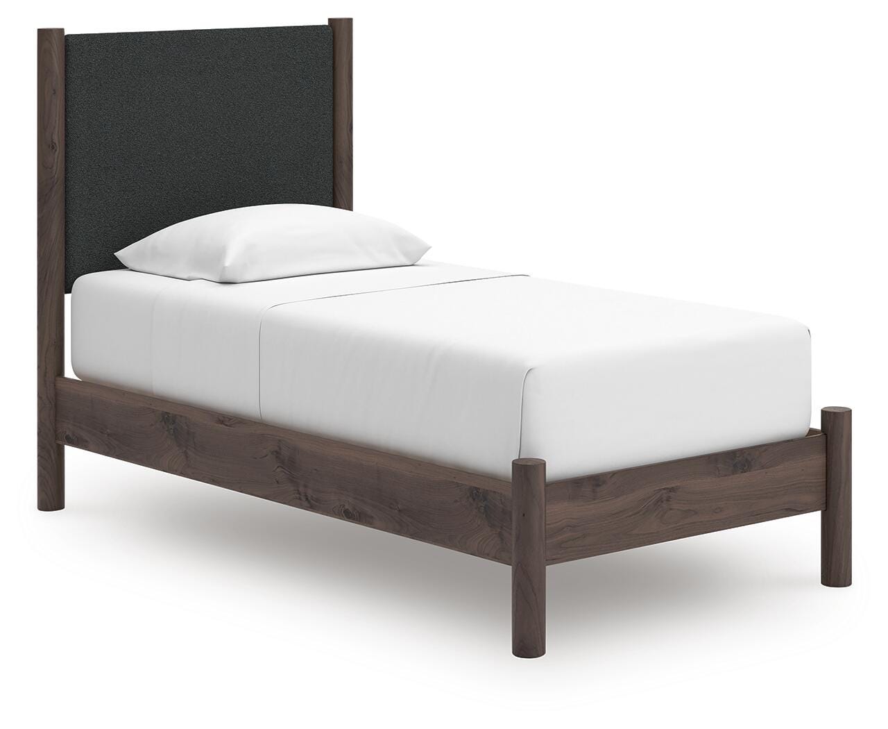 Click here for Cadmori Twin Upholstered Panel Platform Bed  Brown prices