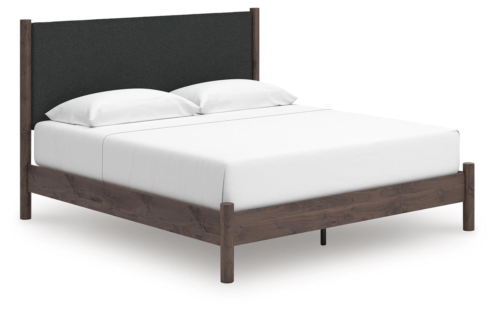 Click here for Cadmori King Upholstered Panel Platform Bed  Brown prices