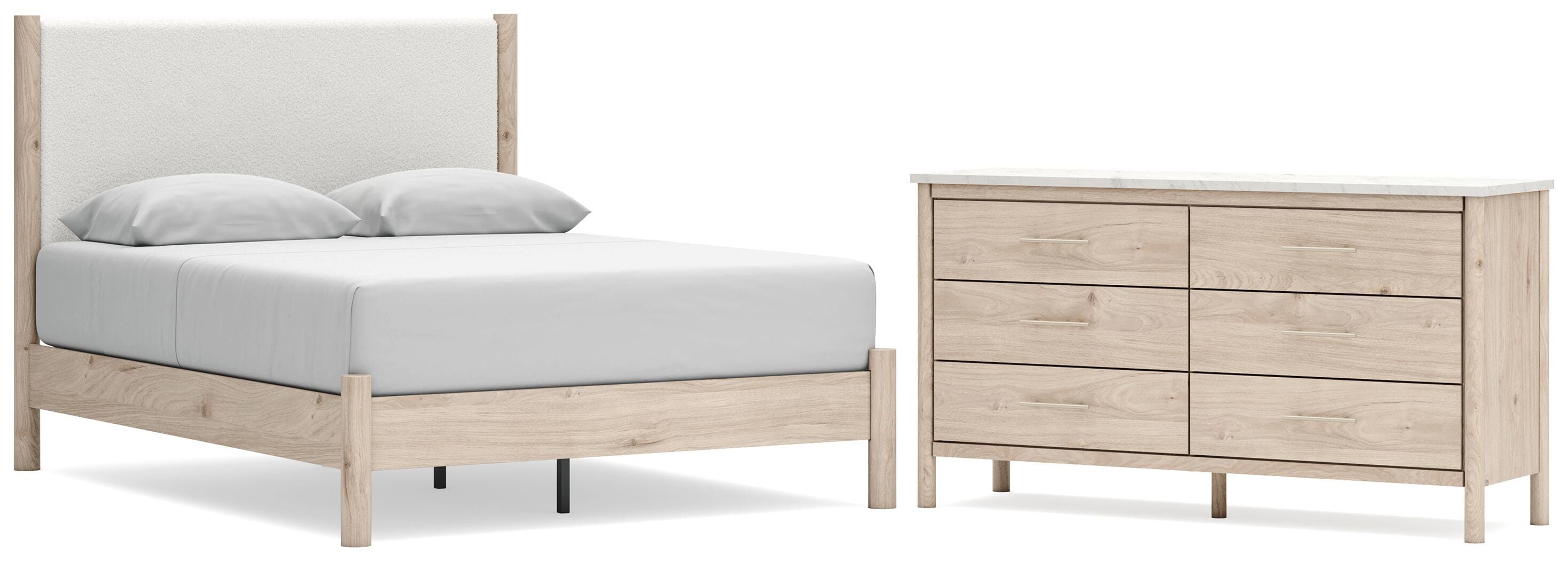 Click here for Cadmori Queen Upholstered Panel Bed with Dresser... prices