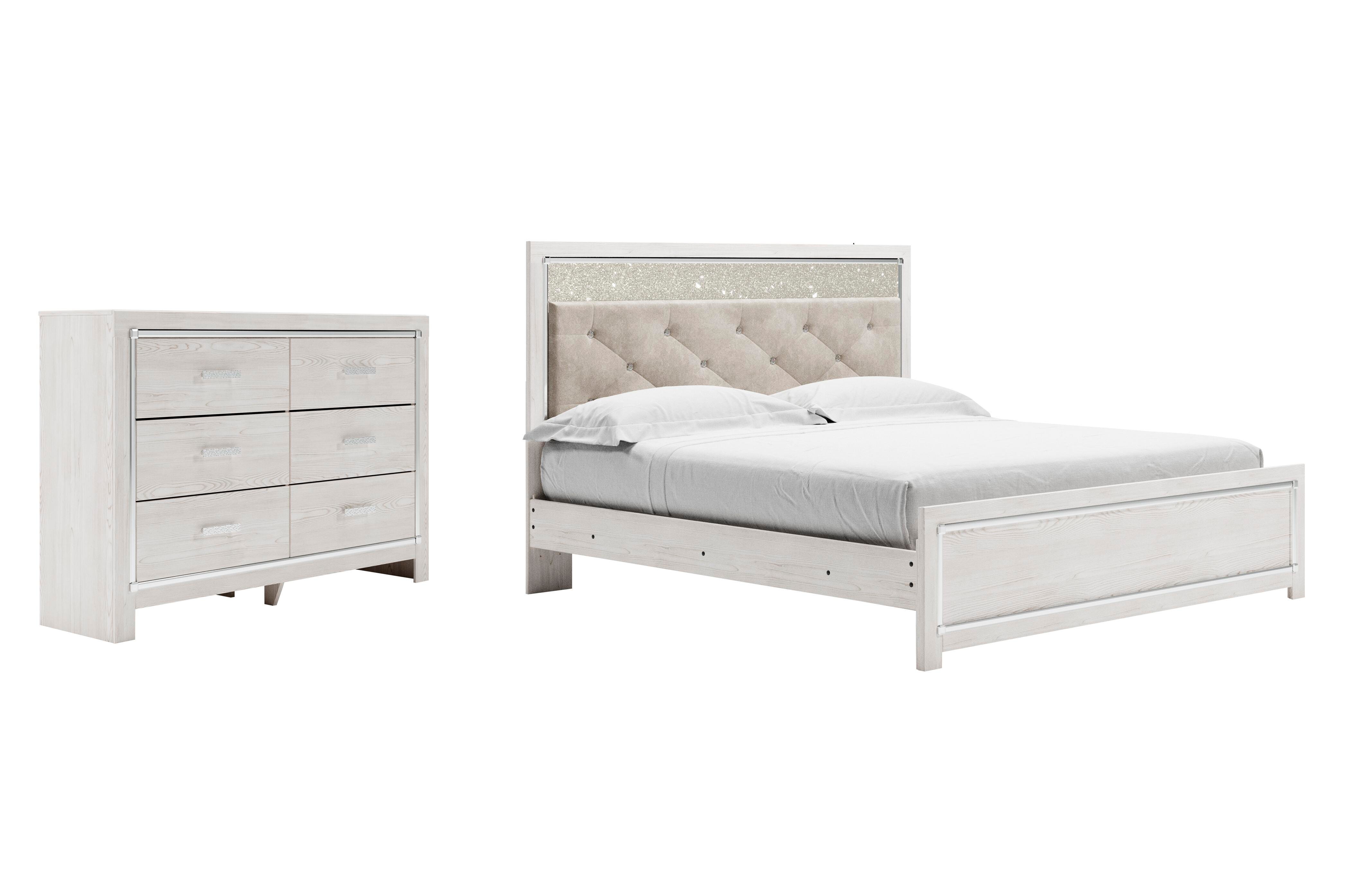 Click here for Altyra King Panel Bed with Dresser  White prices