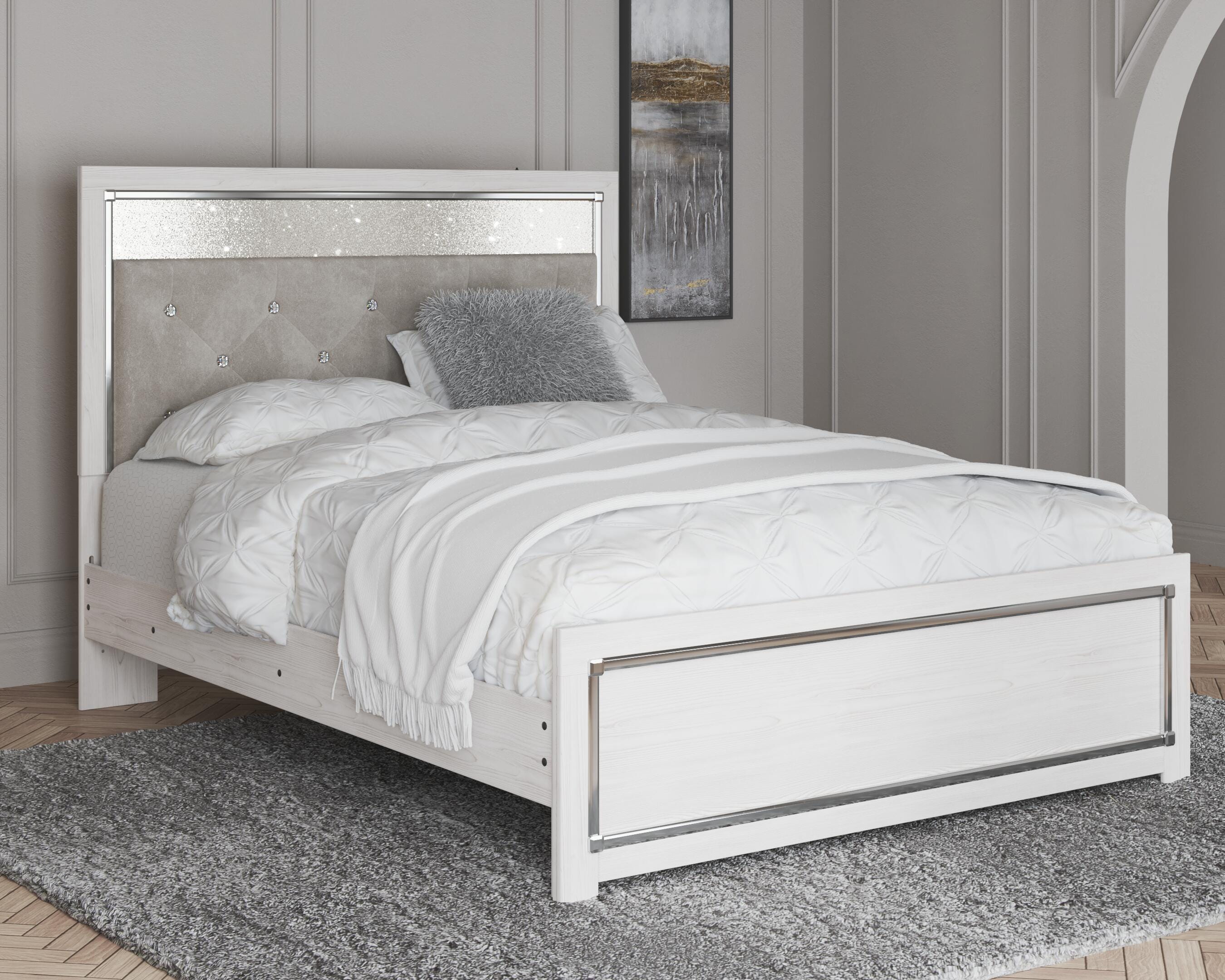 Click here for Altyra Queen Panel Bed with Upholstered Headboard... prices