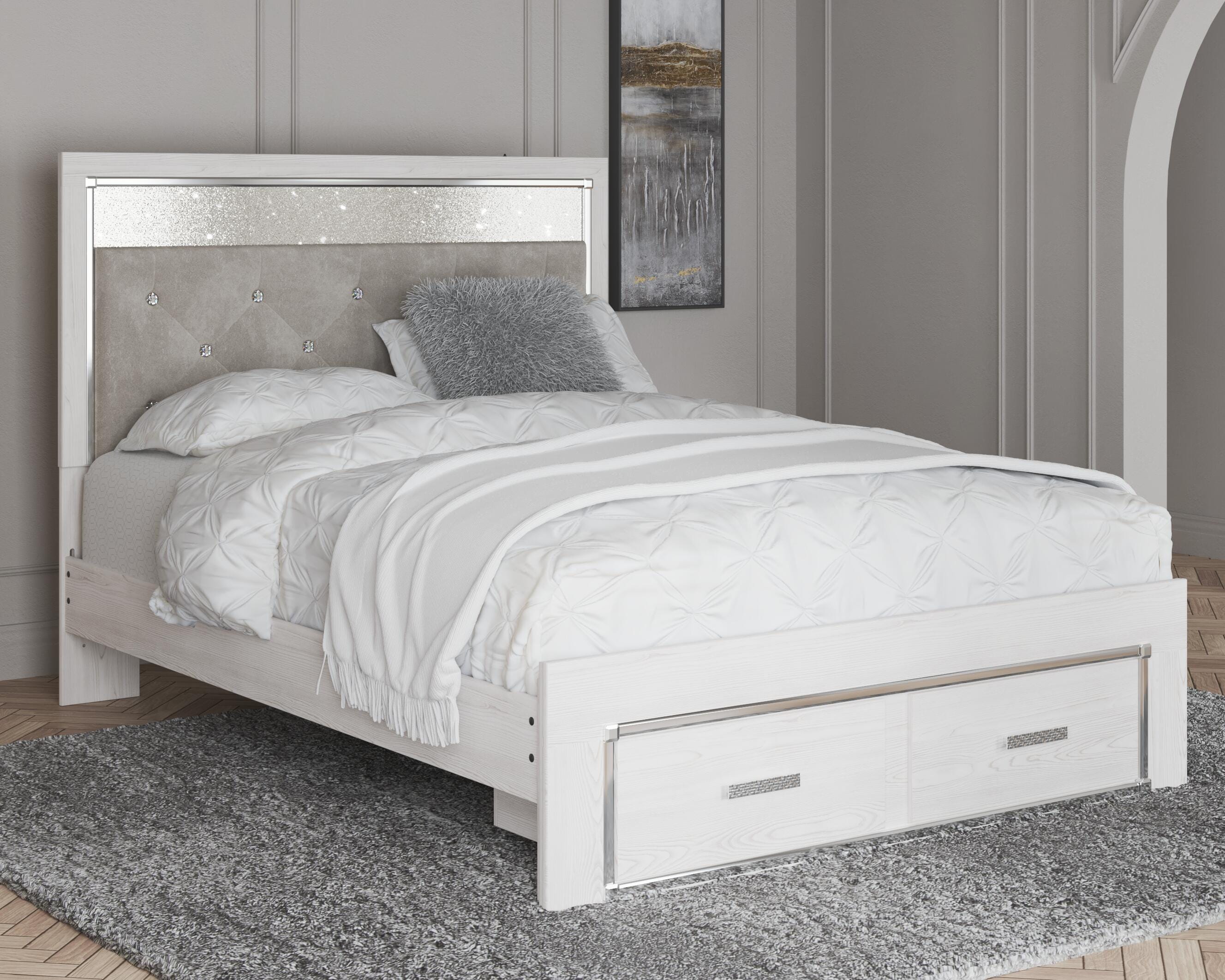 Click here for Altyra Queen Upholstered Storage Bed  White prices