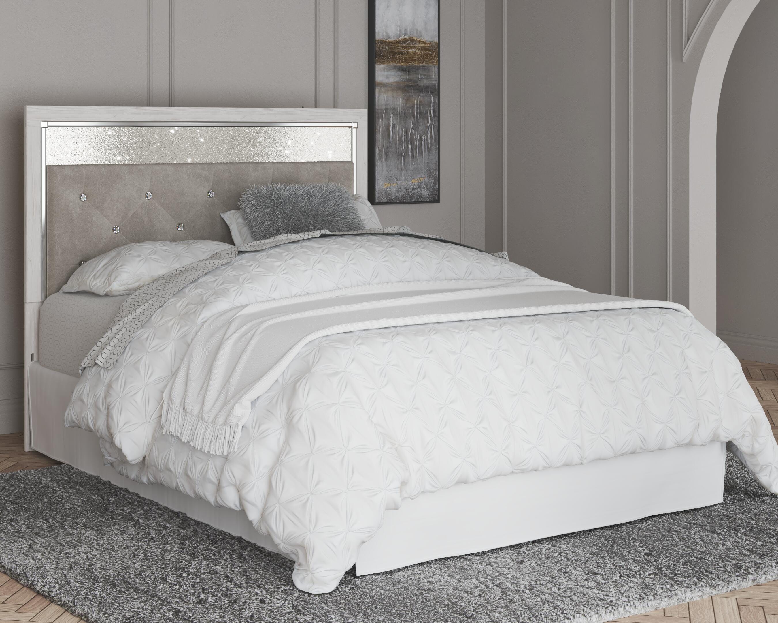 Click here for Altyra Queen Upholstered Panel Headboard  White prices