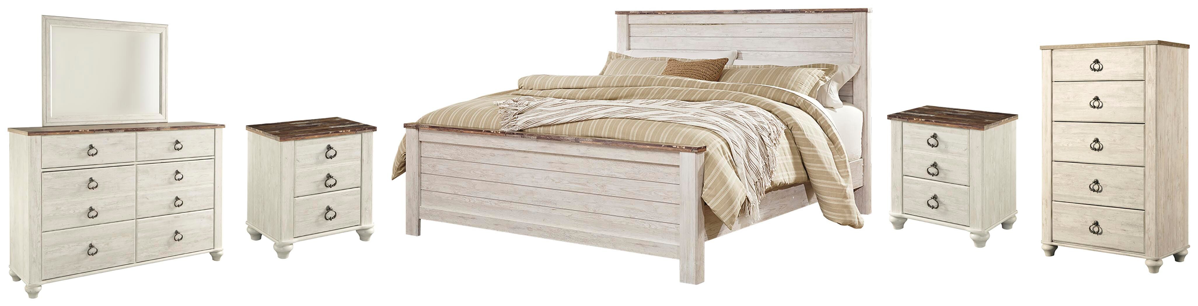 Click here for Willowton King Panel Bed with Mirrored Dresser  Ch... prices