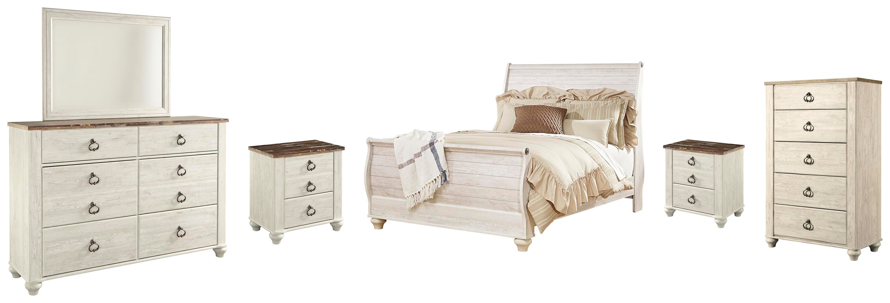 Click here for Willowton Queen Sleigh Bed with Mirrored Dresser... prices