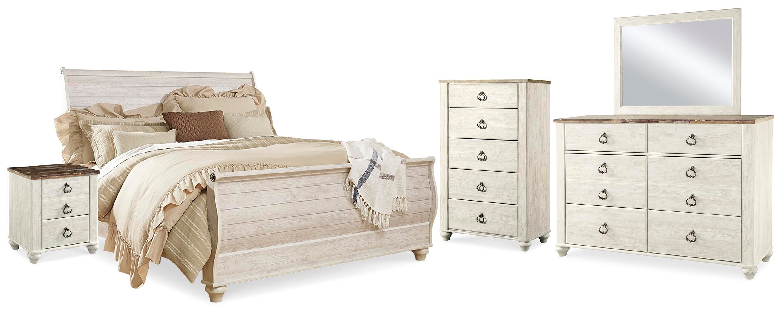 Click here for Willowton King Sleigh Bed with Mirrored Dresser  C... prices