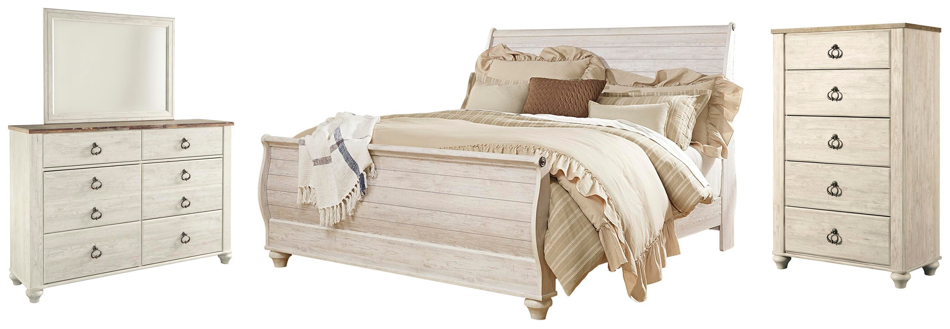Click here for Willowton King Sleigh Bed with Mirrored Dresser an... prices