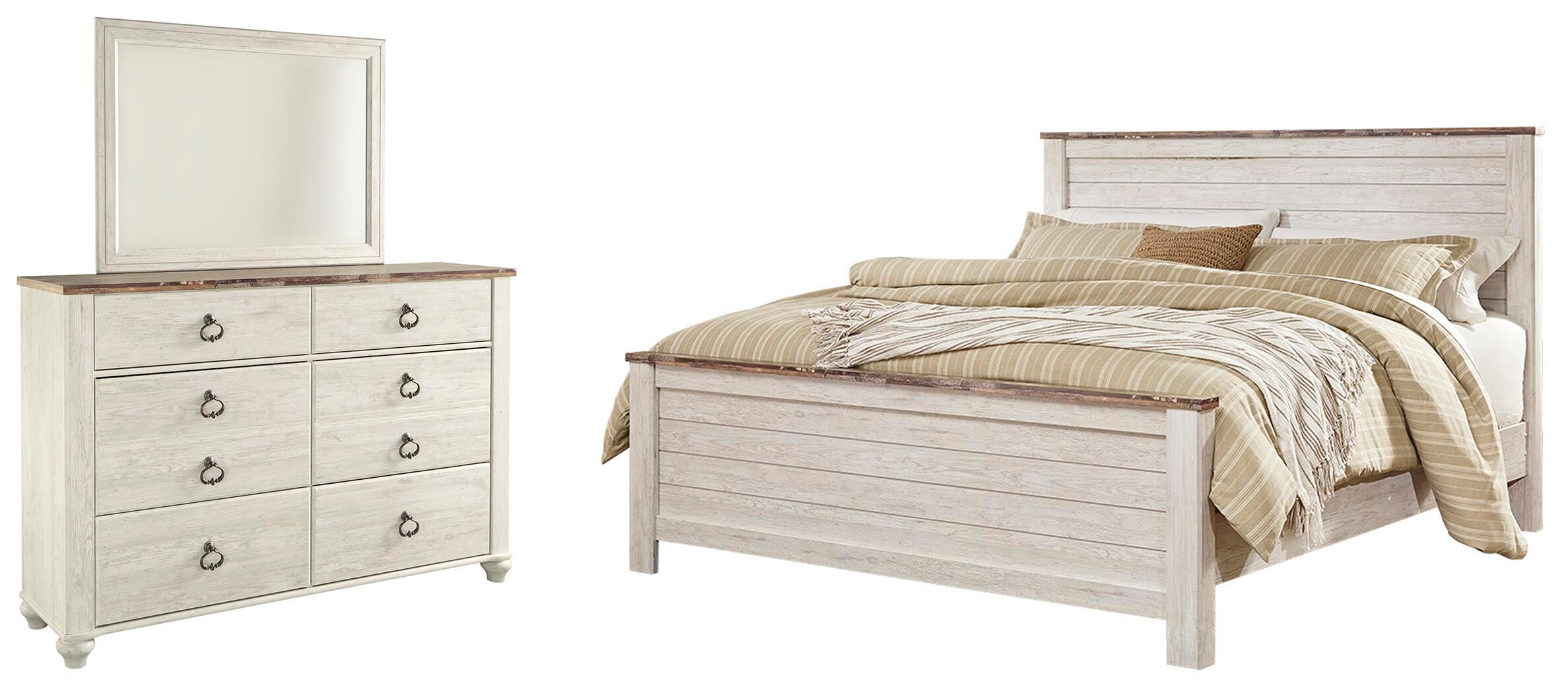 Click here for Willowton California King Panel Bed with Mirrored... prices