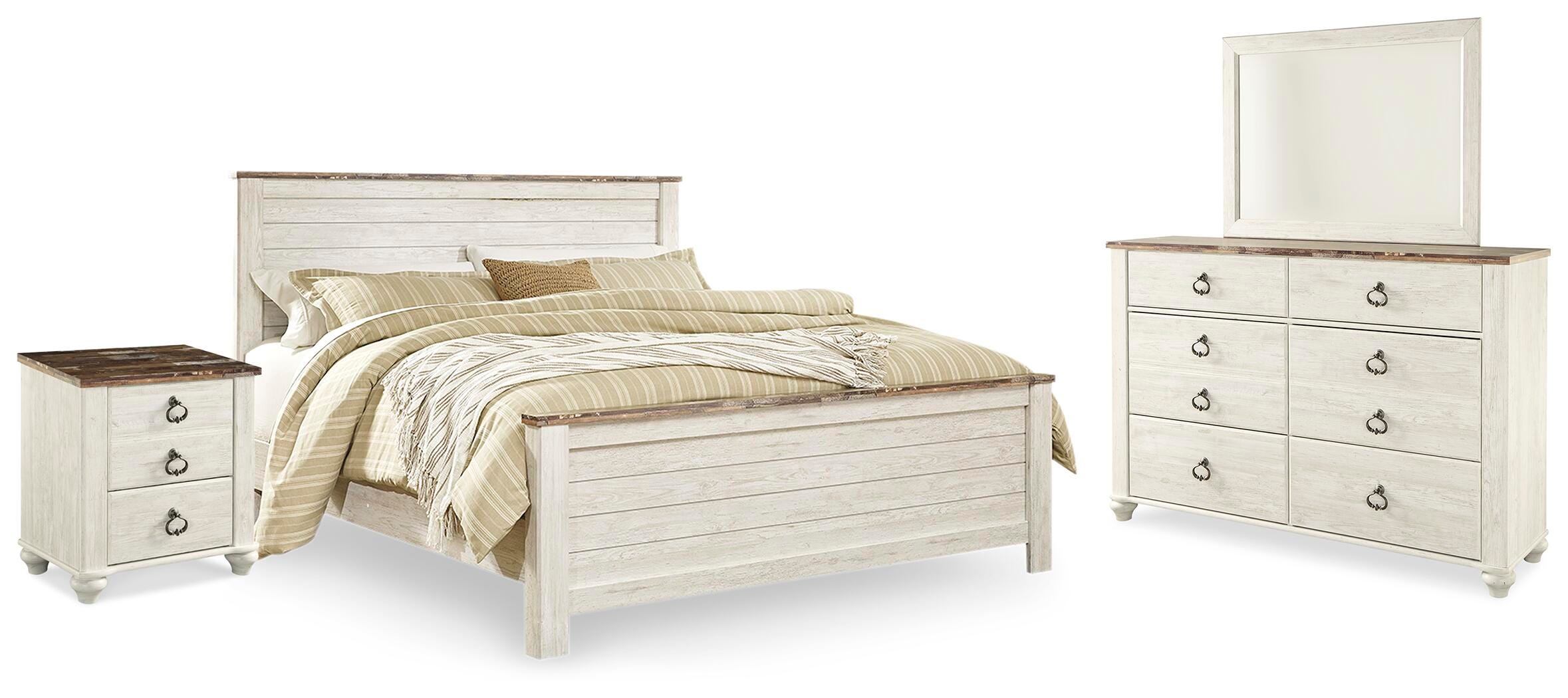 Click here for Willowton King Panel Bed with Mirrored Dresser and... prices