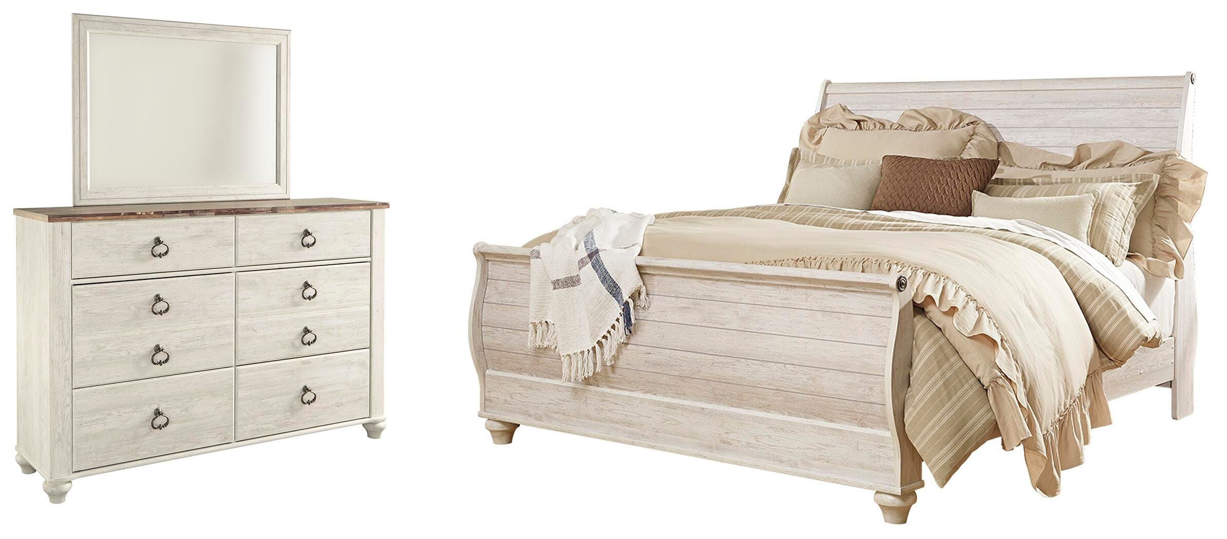 Click here for Willowton King Sleigh Bed with Mirrored Dresser  W... prices