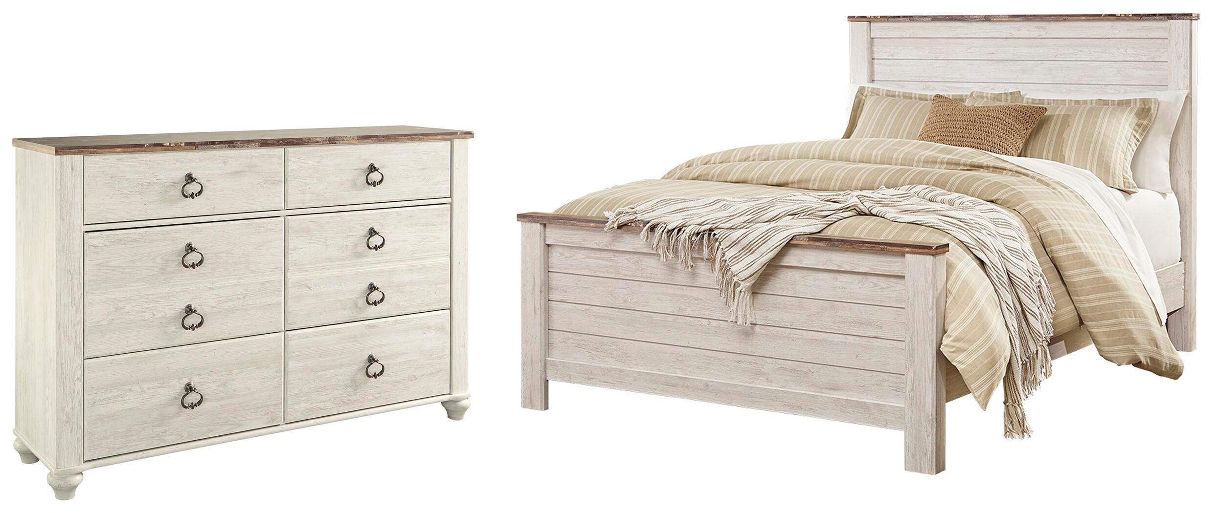 Click here for Willowton Queen Panel Bed with Dresser  Whitewash prices