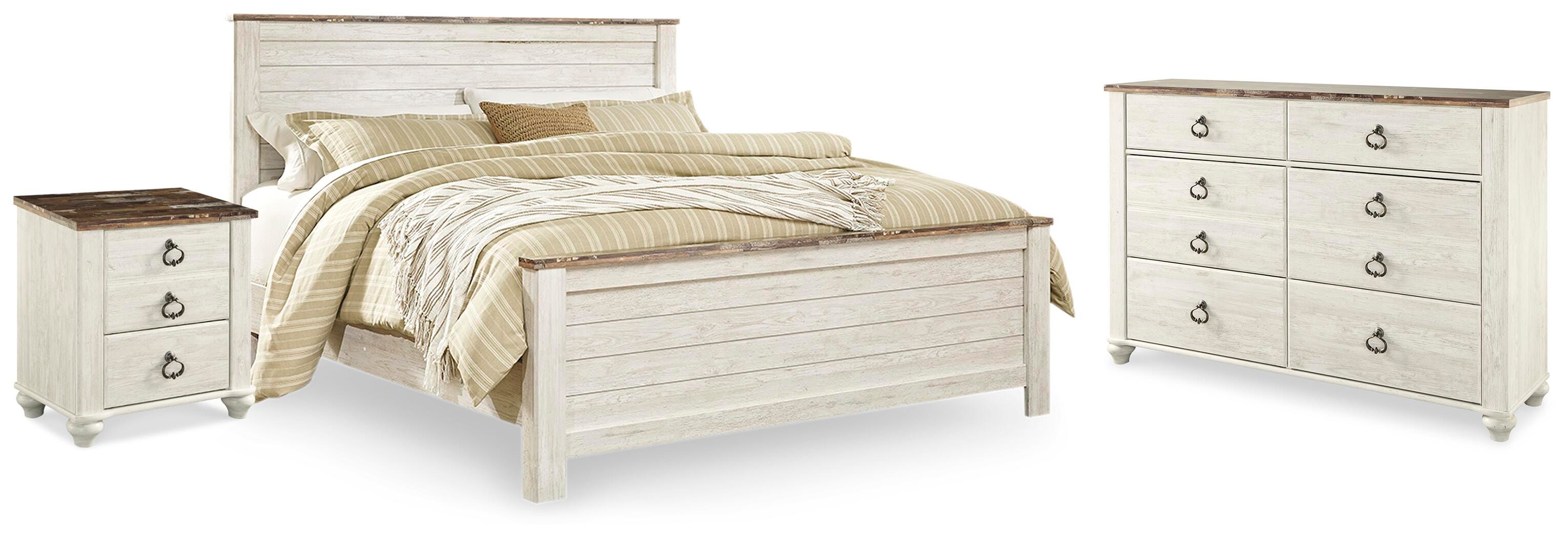 Click here for Willowton King Panel Bed with Dresser and Nightsta... prices