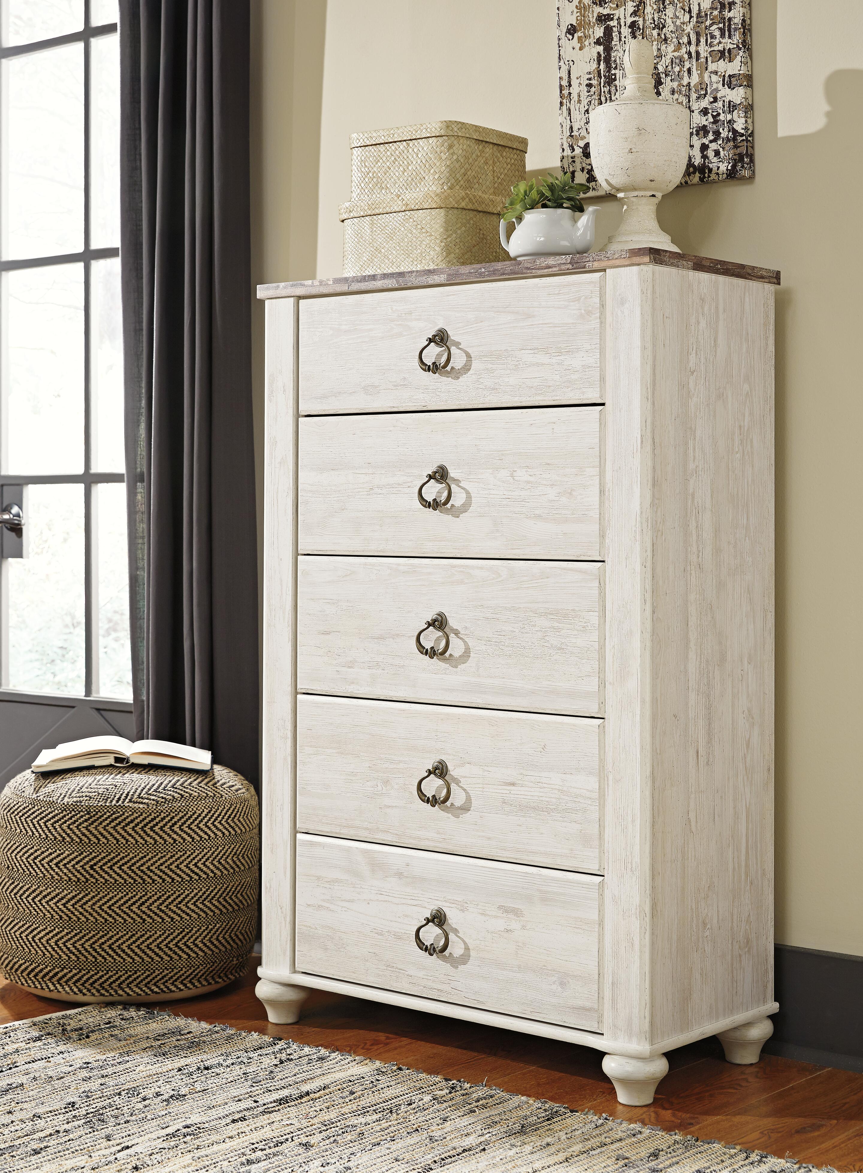 Click here for Willowton 5 Drawer Chest of Drawers  Whitewash prices